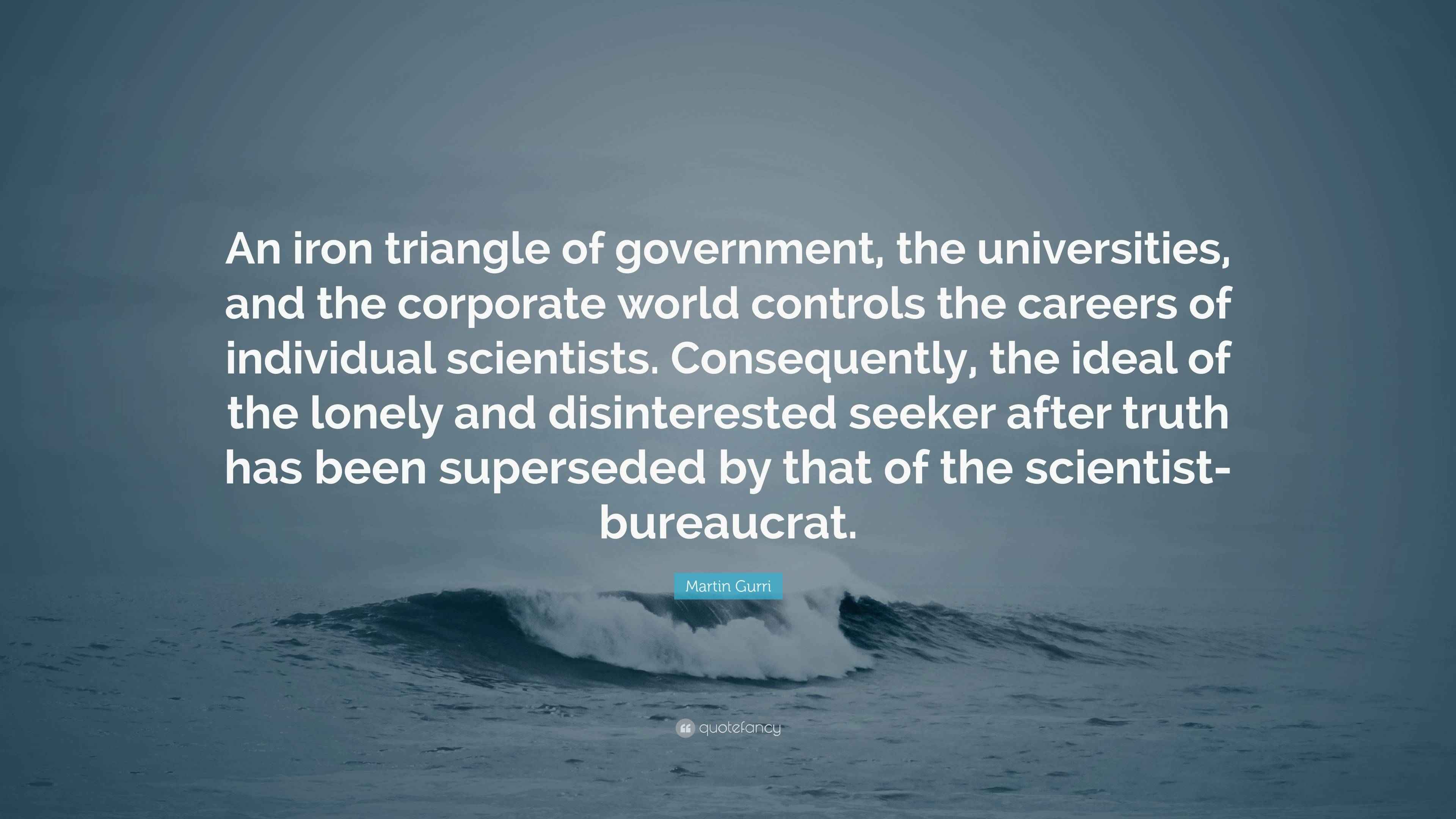 Martin Gurri Quote: “An iron triangle of government, the universities ...