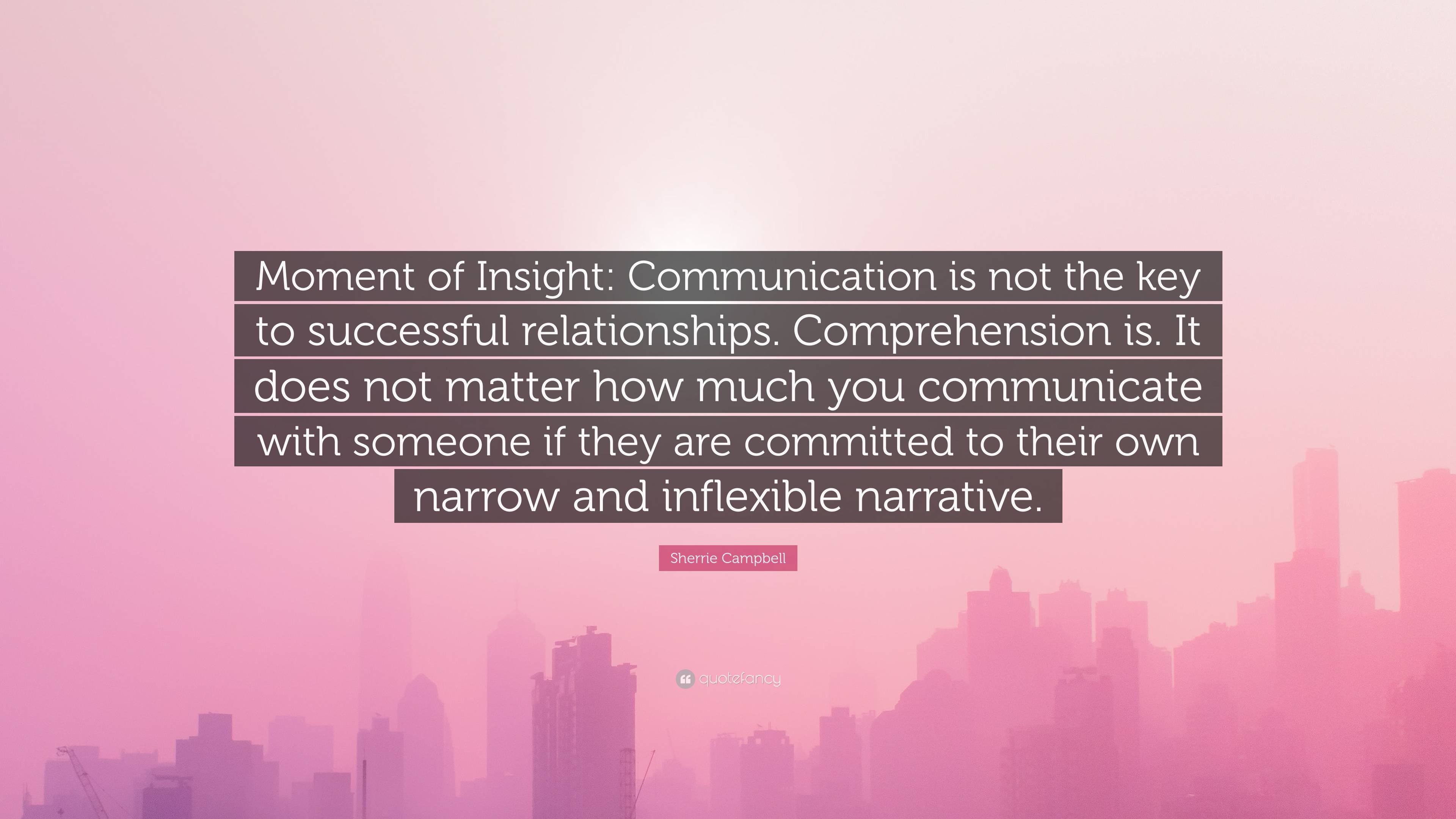 Sherrie Campbell Quote: “Moment of Insight: Communication is not the ...