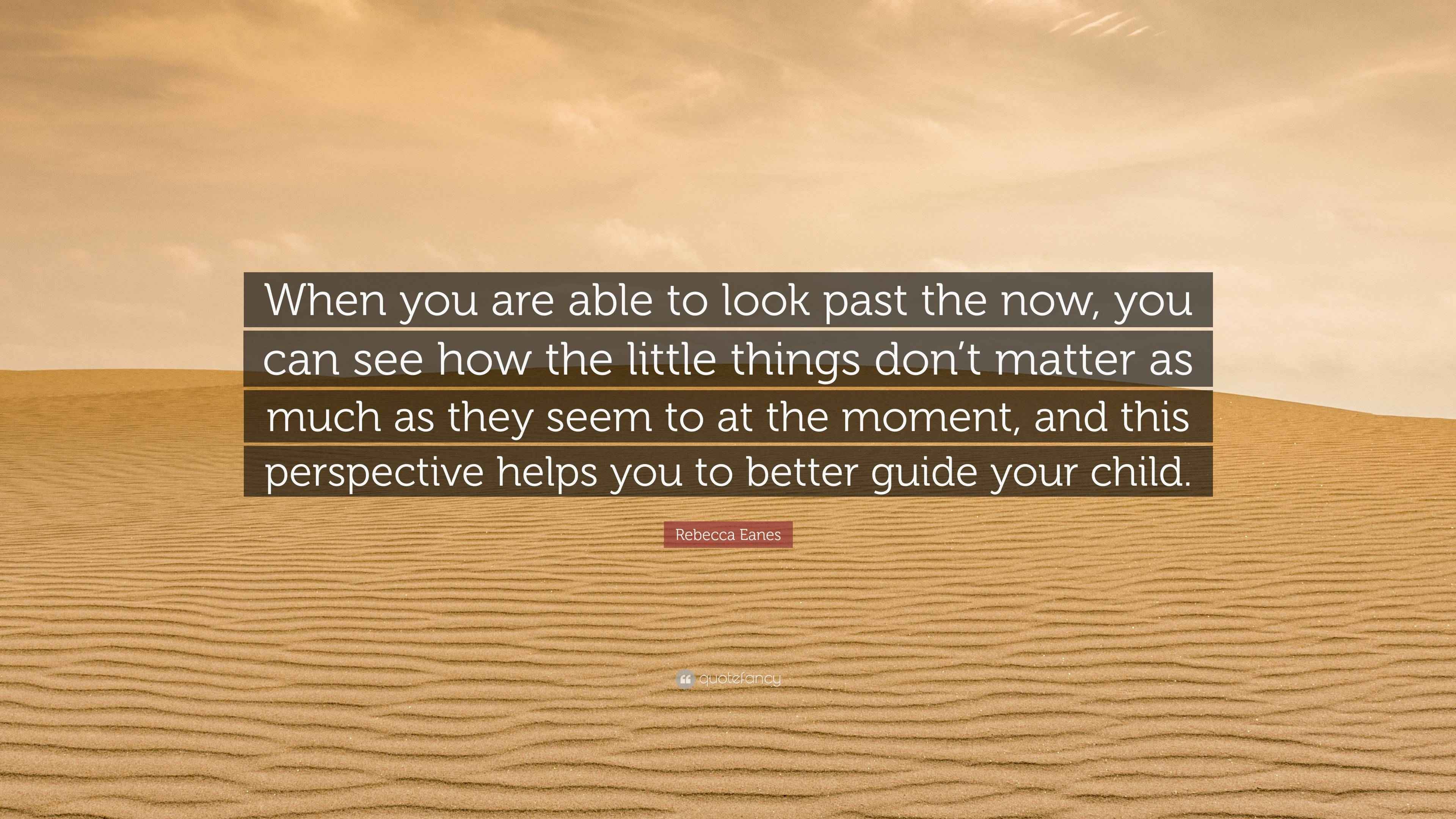 Rebecca Eanes Quote: “When you are able to look past the now, you can ...