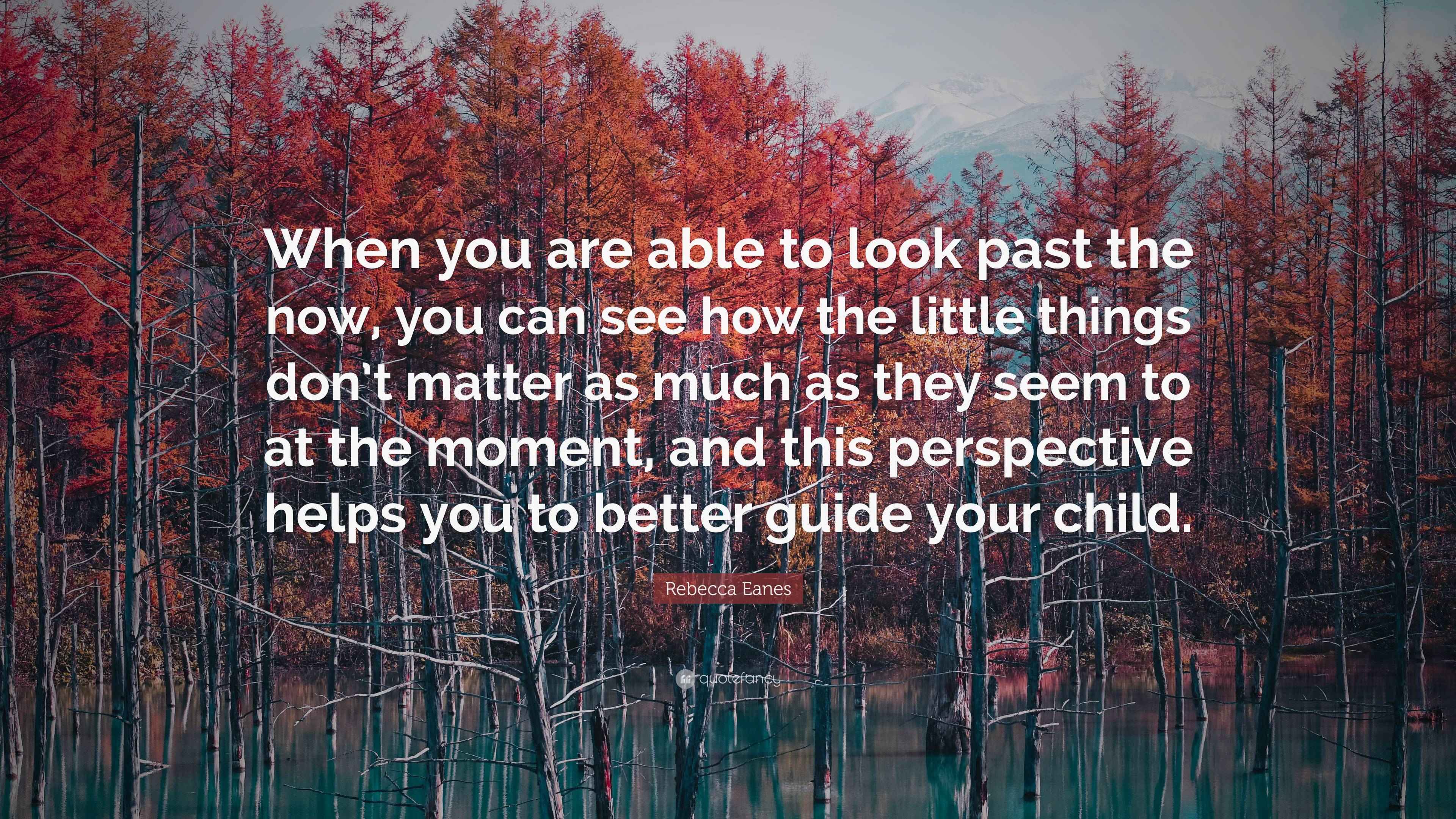 Rebecca Eanes Quote: “When you are able to look past the now, you can ...