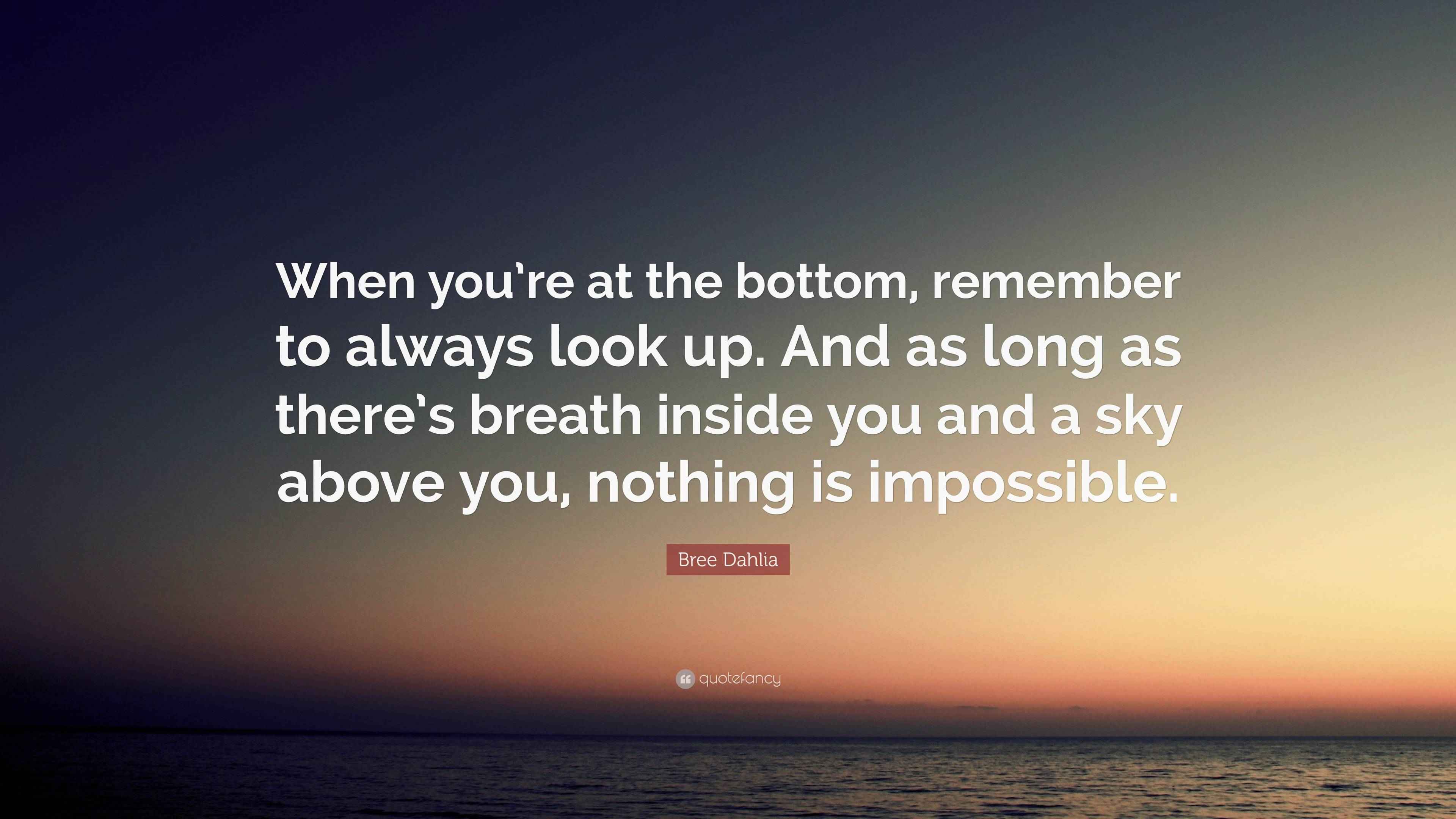 Bree Dahlia Quote: “When you’re at the bottom, remember to always look ...