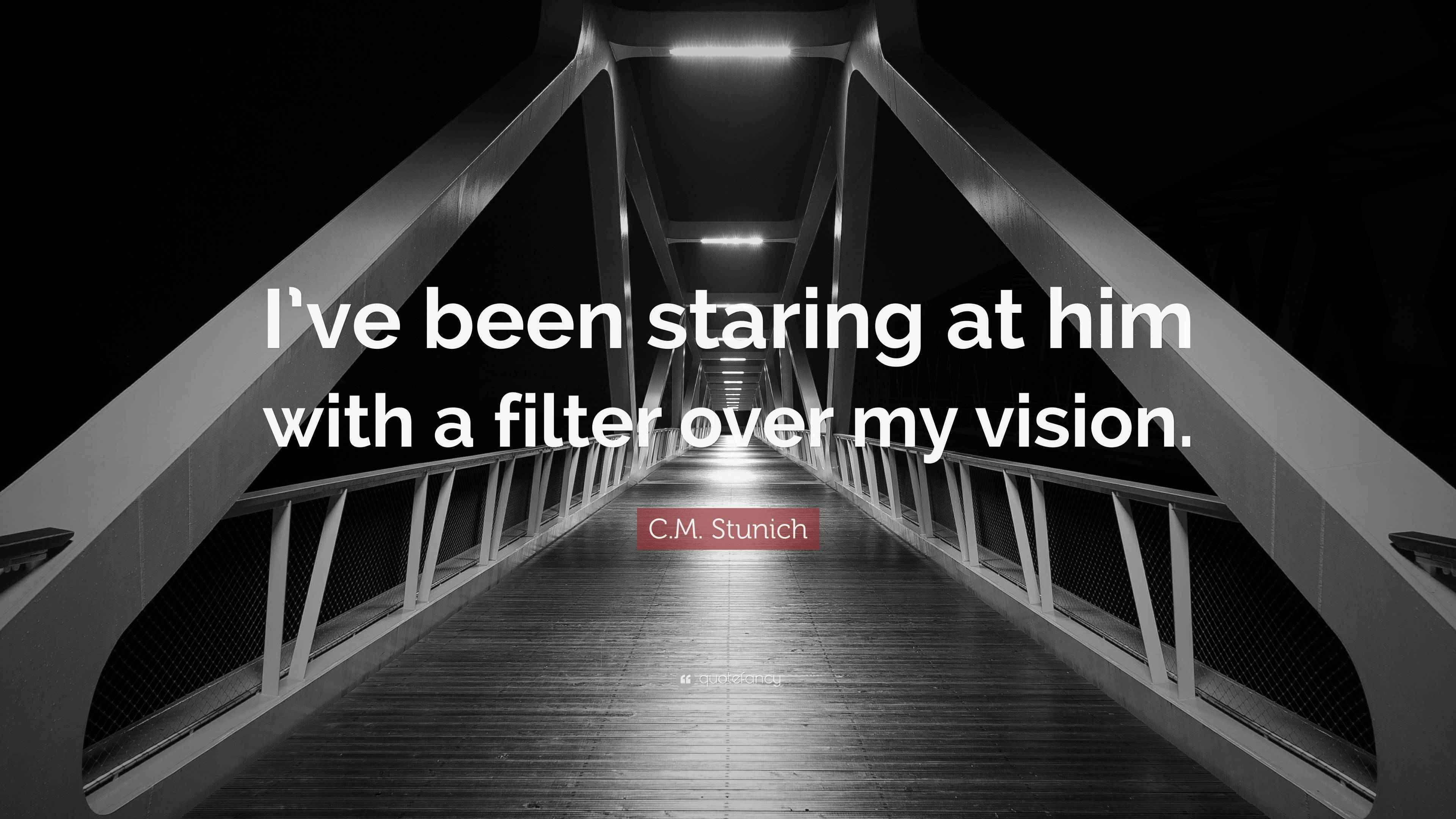 C.M. Stunich Quote: “I’ve been staring at him with a filter over my ...