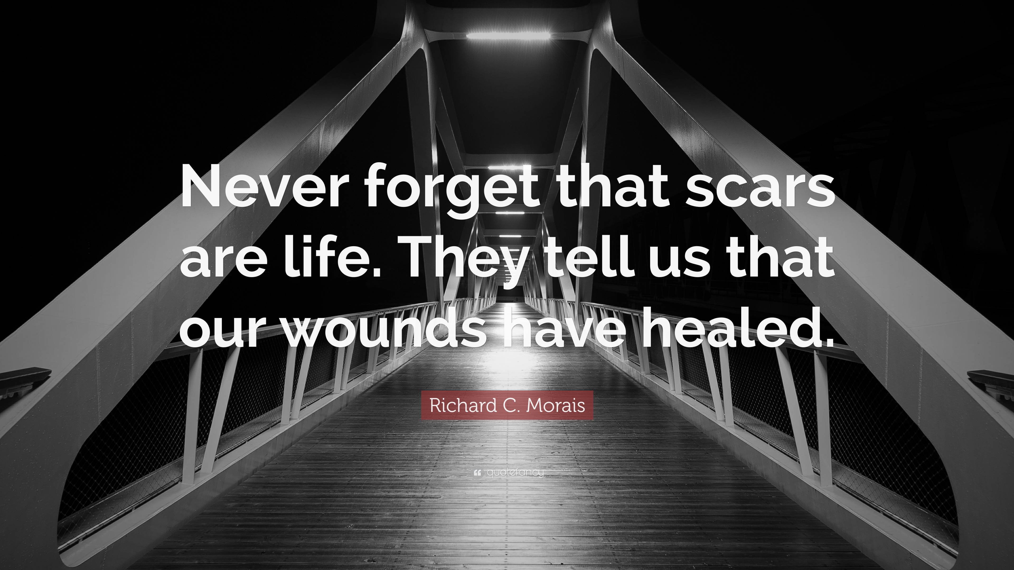 Richard C. Morais Quote: “Never forget that scars are life. They tell ...