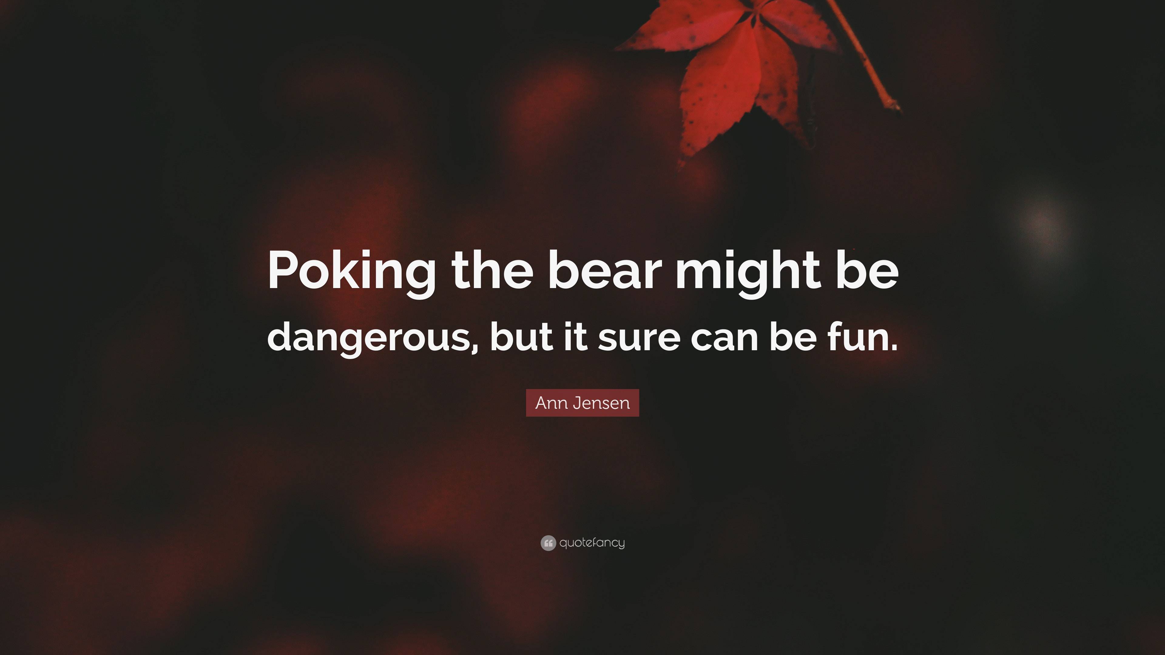 Ann Jensen Quote: “Poking the bear might be dangerous, but it sure can ...