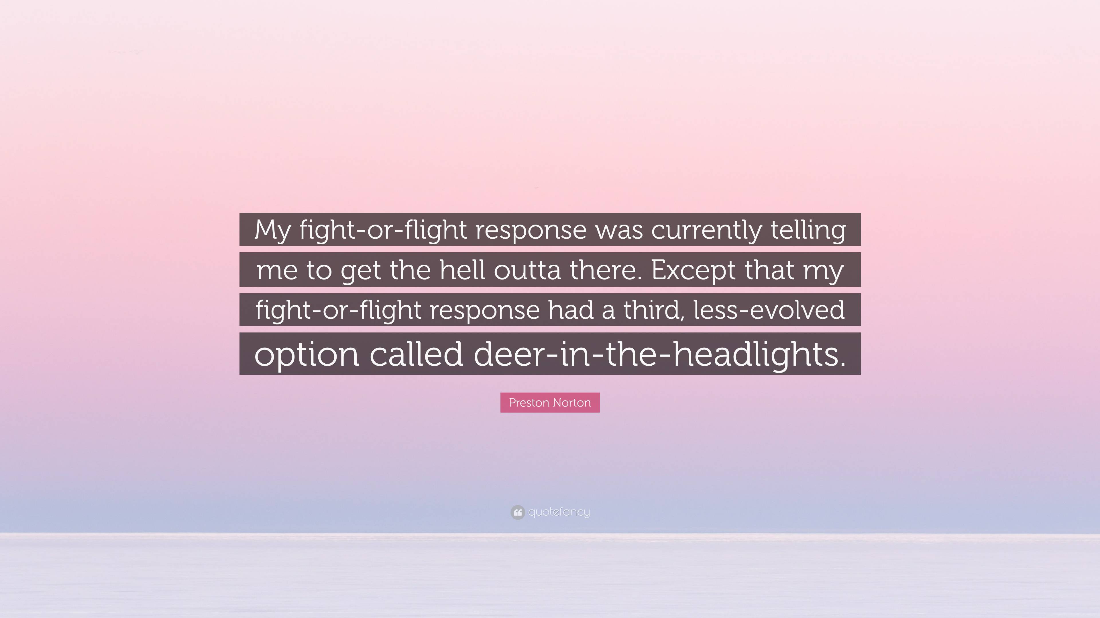 Preston Norton Quote: “My fight-or-flight response was currently ...
