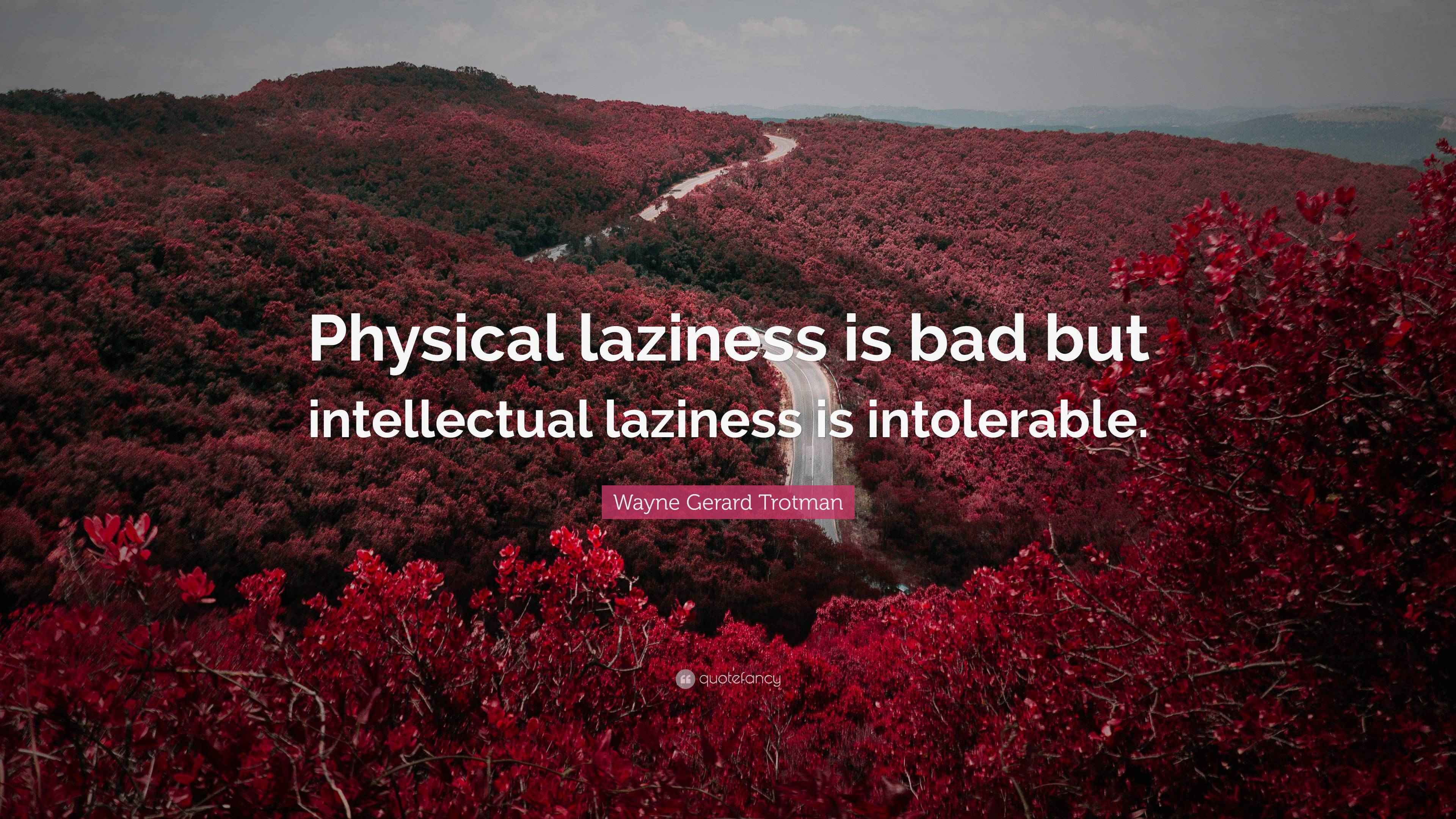 Wayne Gerard Trotman Quote: “Physical laziness is bad but intellectual ...