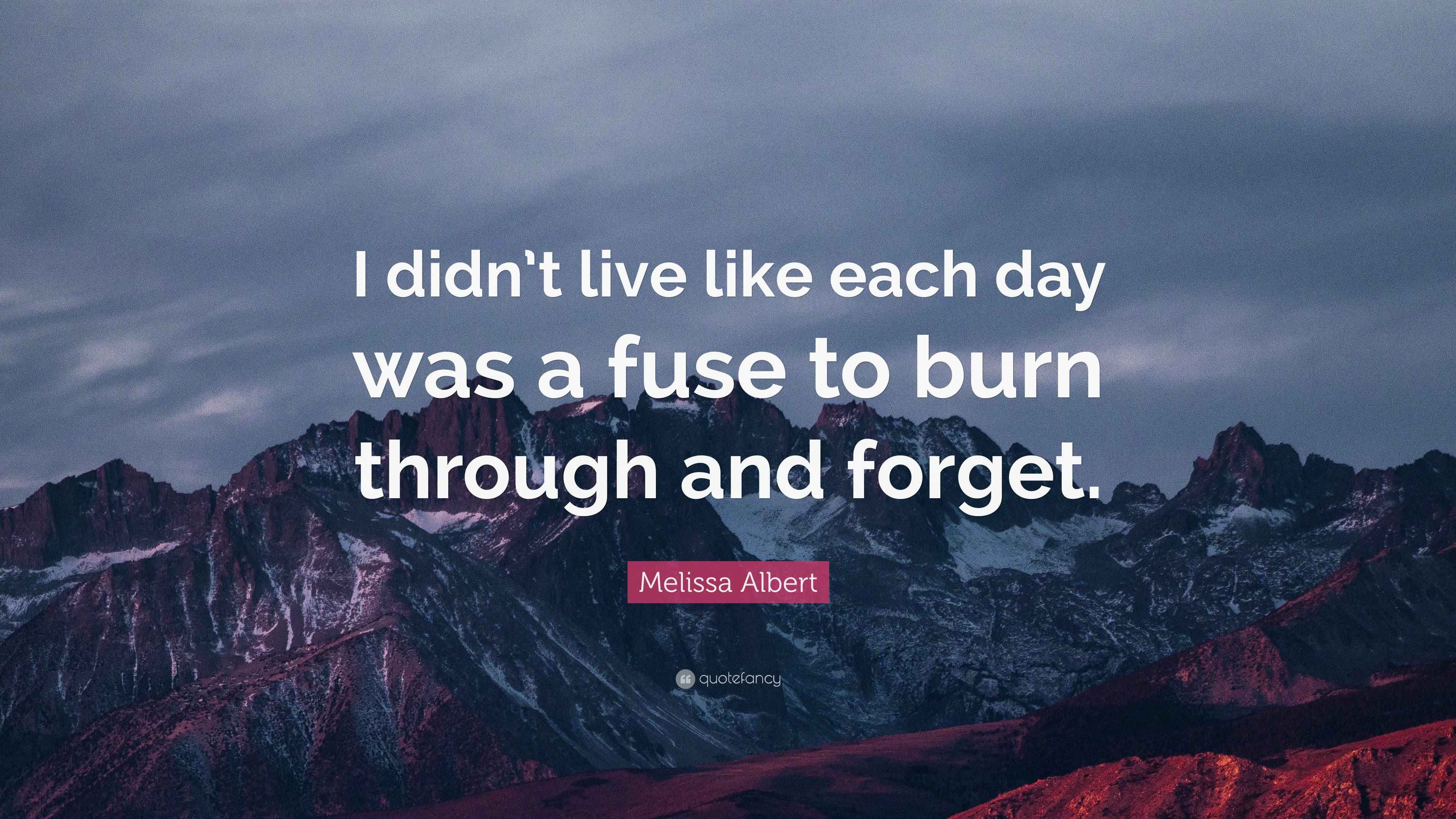 Melissa Albert Quote: “I didn’t live like each day was a fuse to burn ...