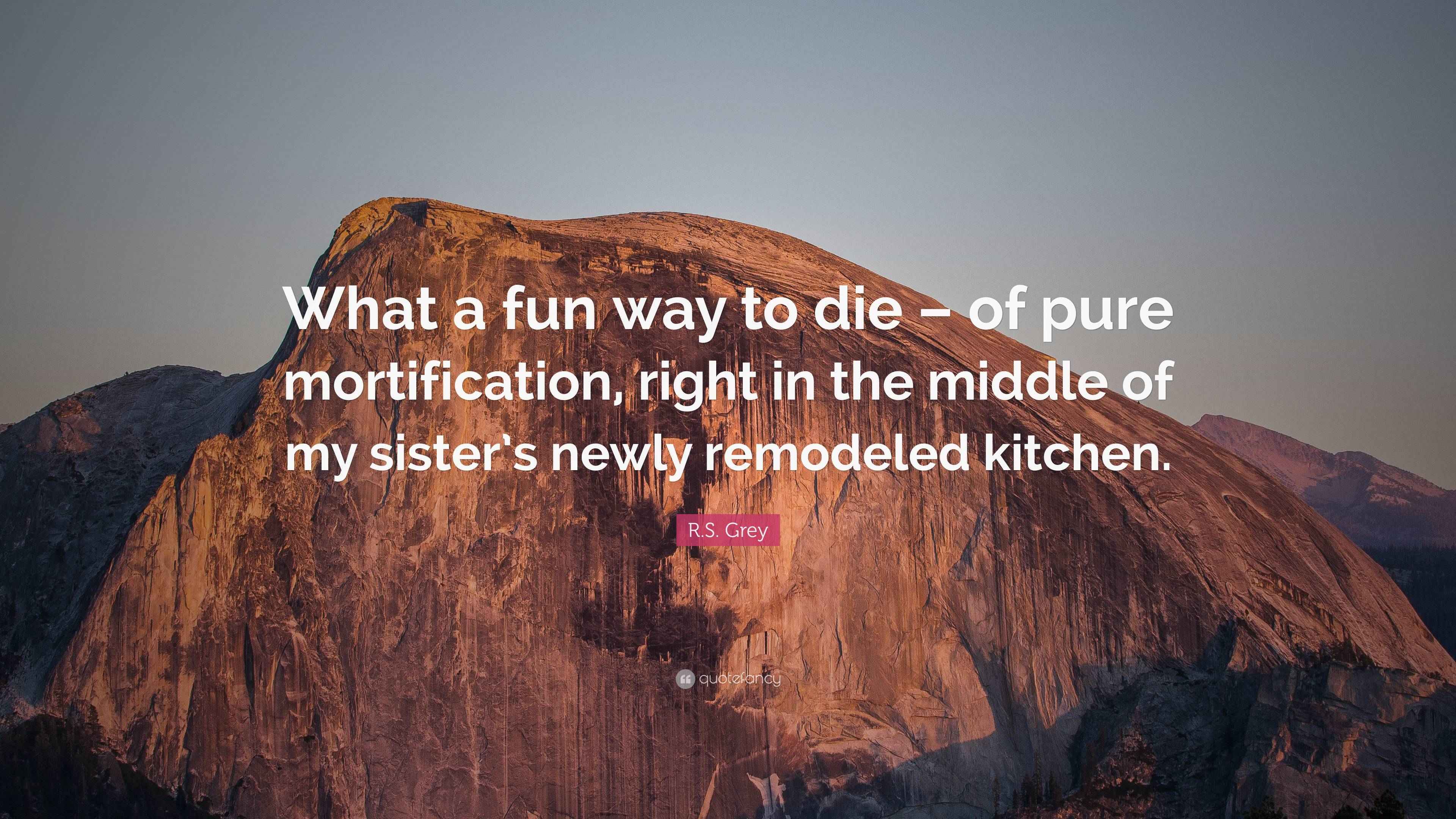 R.S. Grey Quote: “What a fun way to die – of pure mortification, right ...