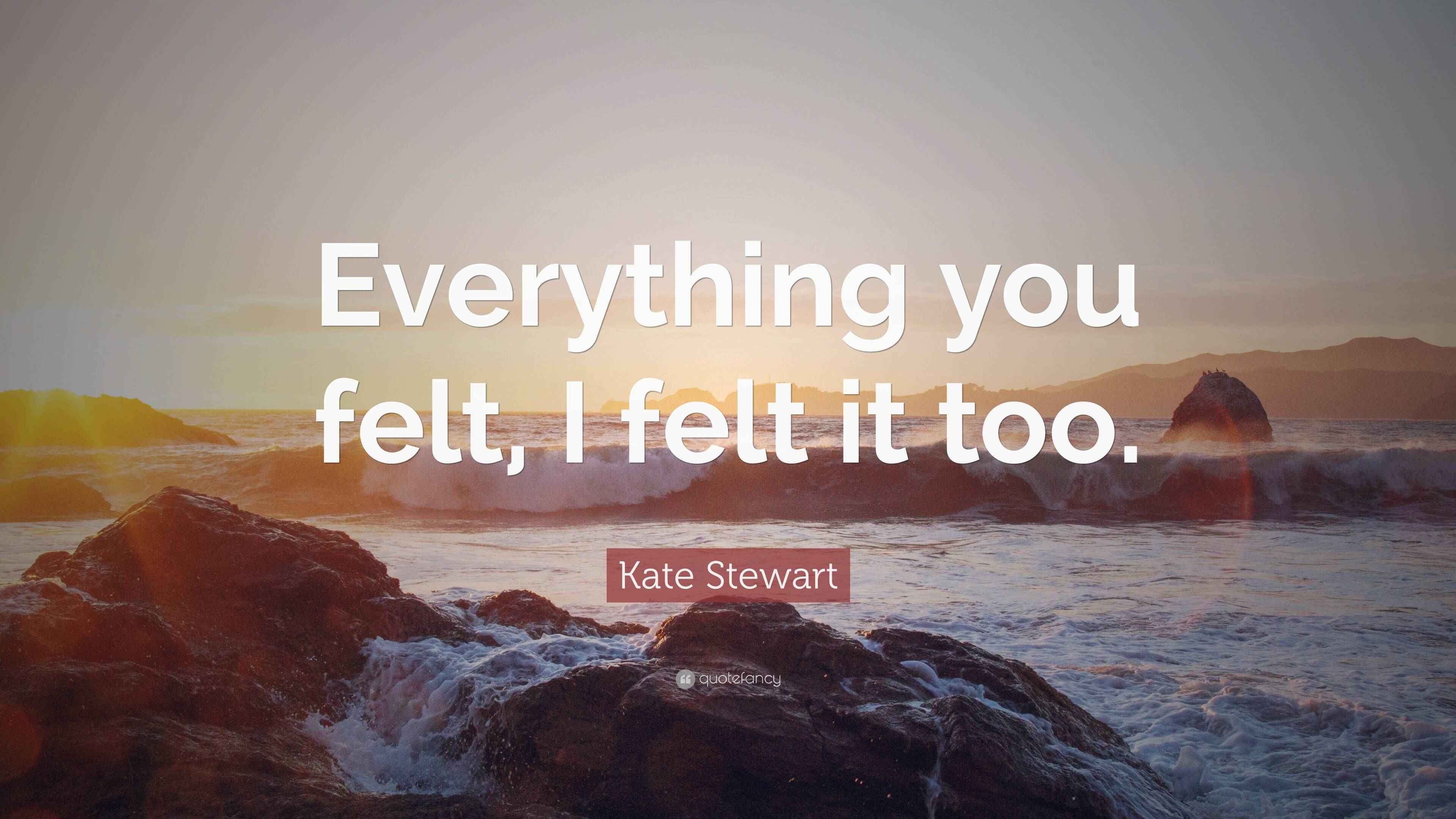 Kate Stewart Quote: “Everything you felt, I felt it too.”