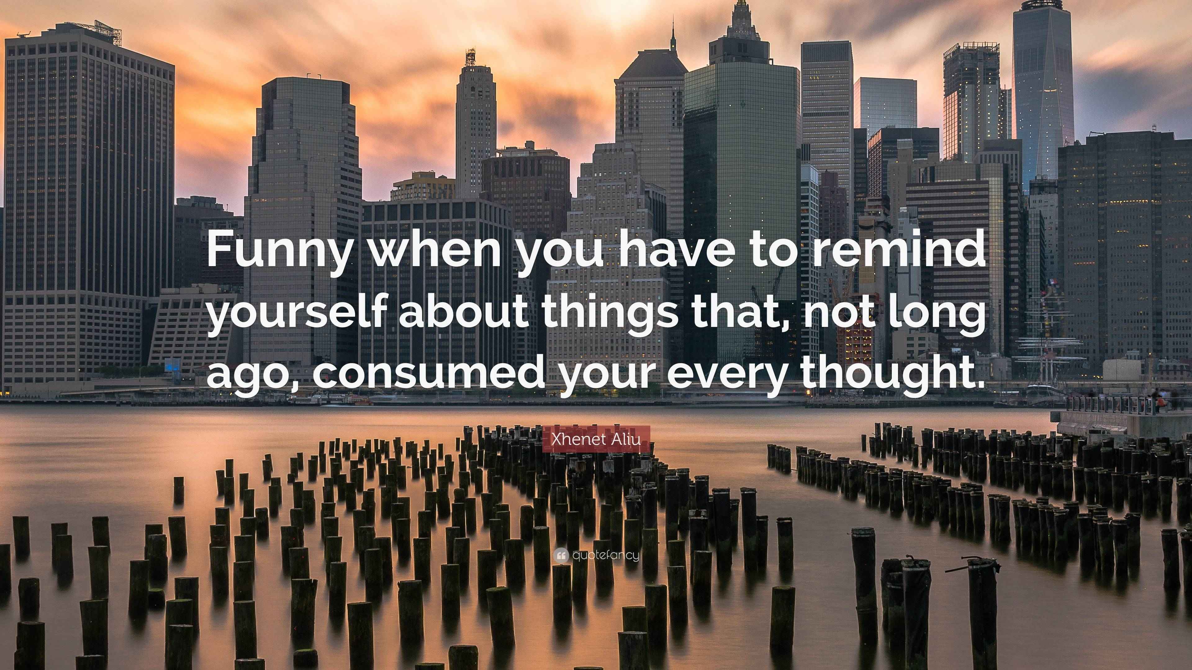 Xhenet Aliu Quote: “Funny when you have to remind yourself about things ...