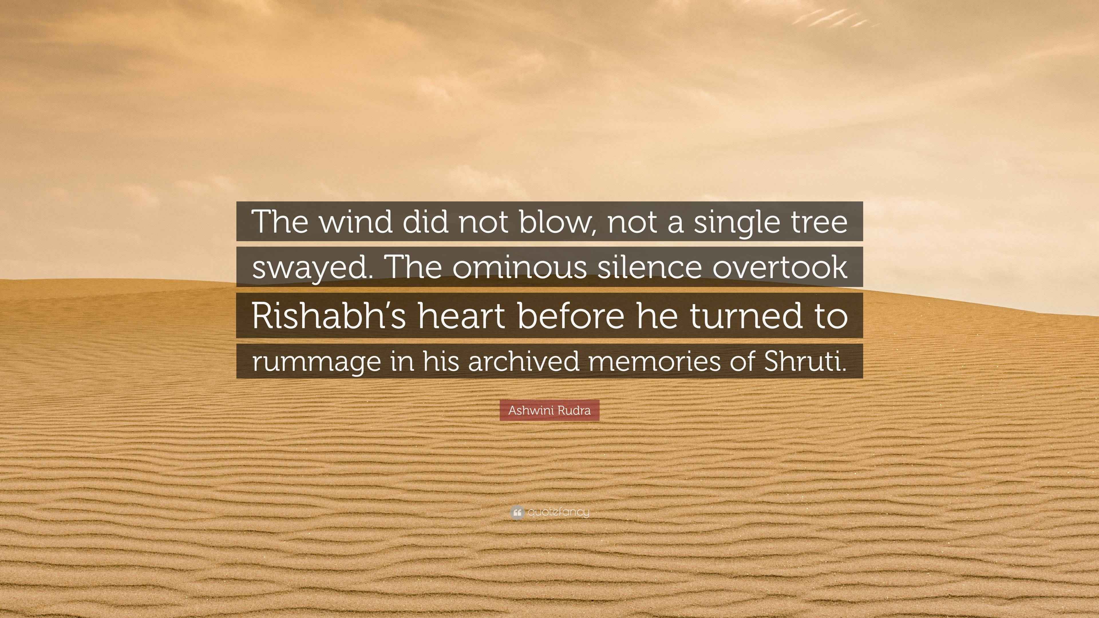 Ashwini Rudra Quote: “The wind did not blow, not a single tree swayed ...