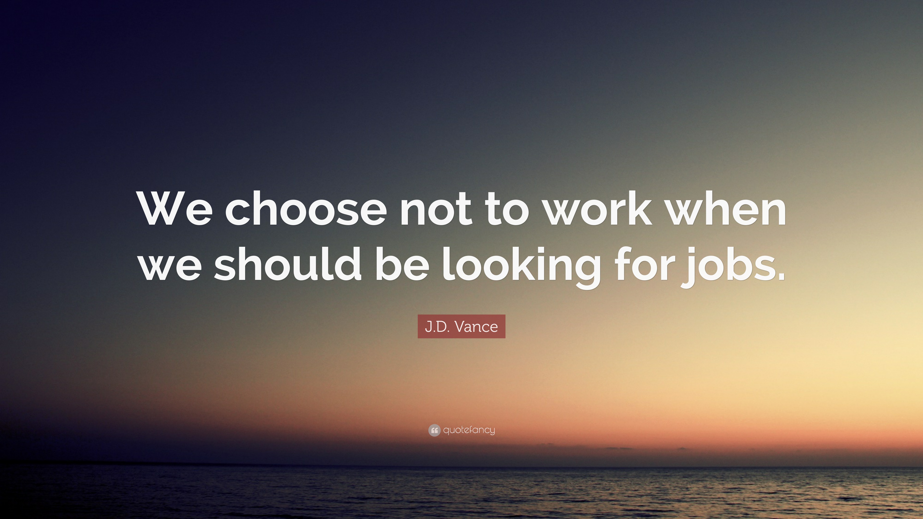 J.D. Vance Quote: “We choose not to work when we should be looking for ...