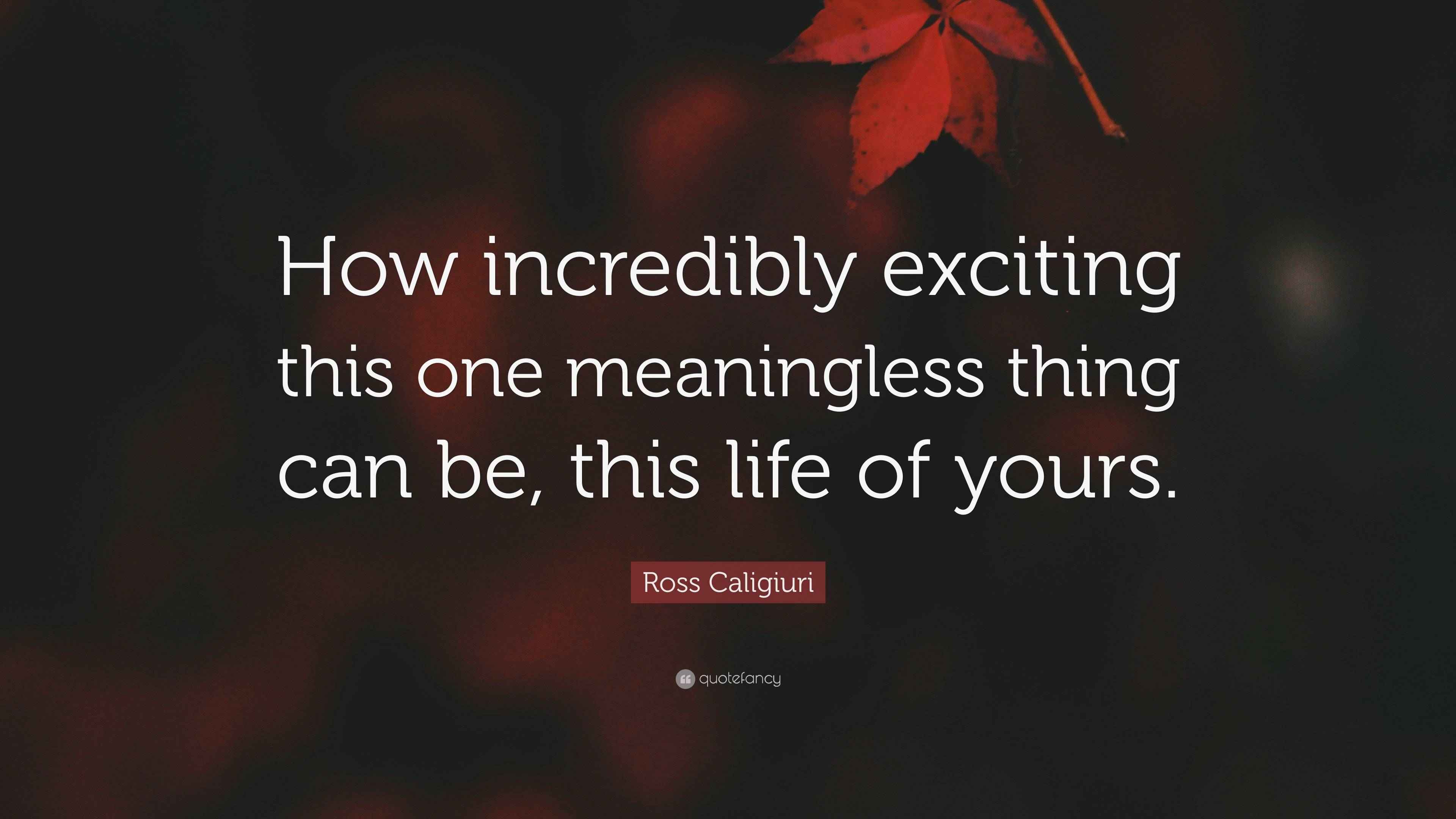 Ross Caligiuri Quote: “How incredibly exciting this one meaningless ...