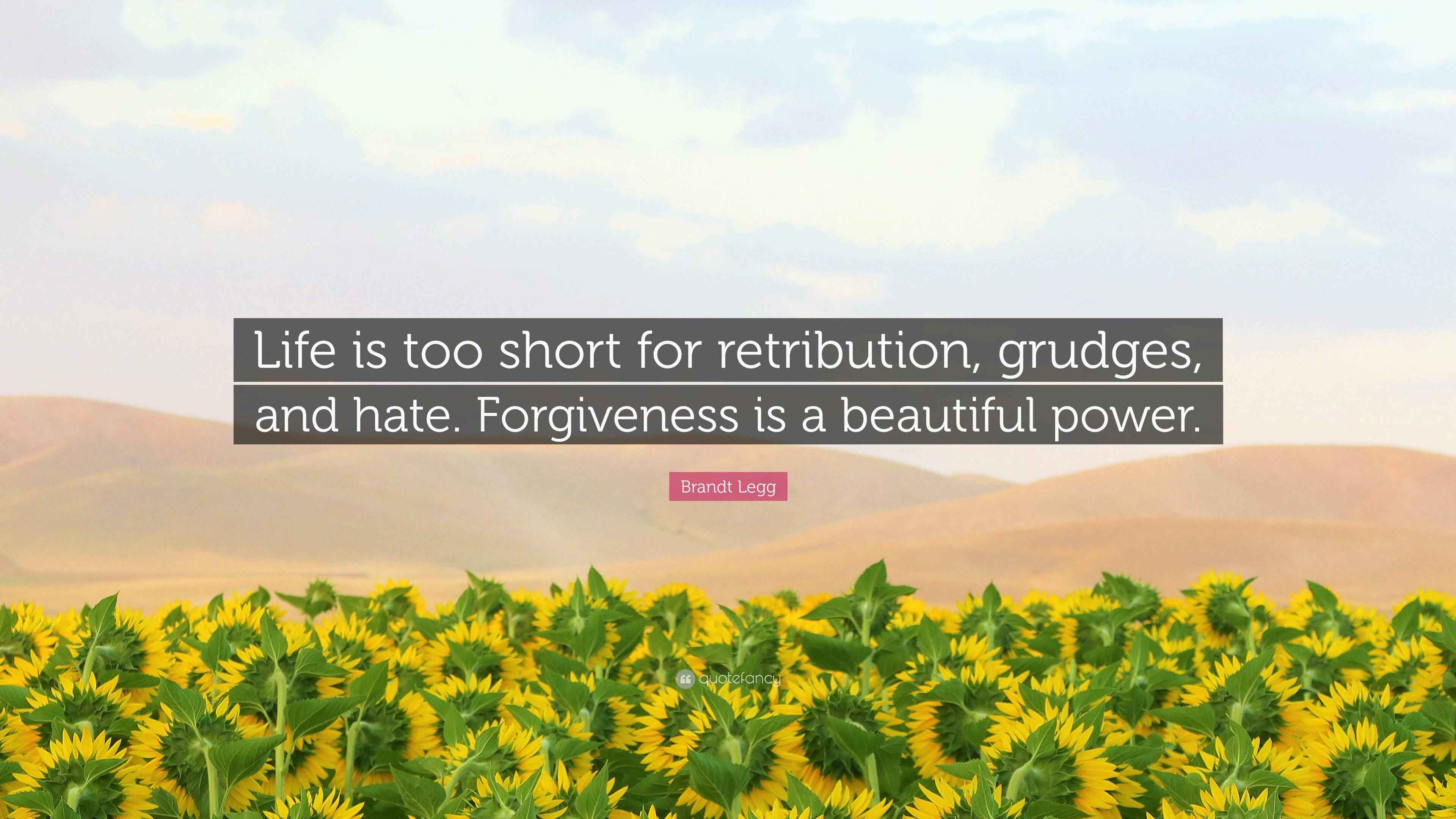 Brandt Legg Quote: “Life is too short for retribution, grudges, and ...