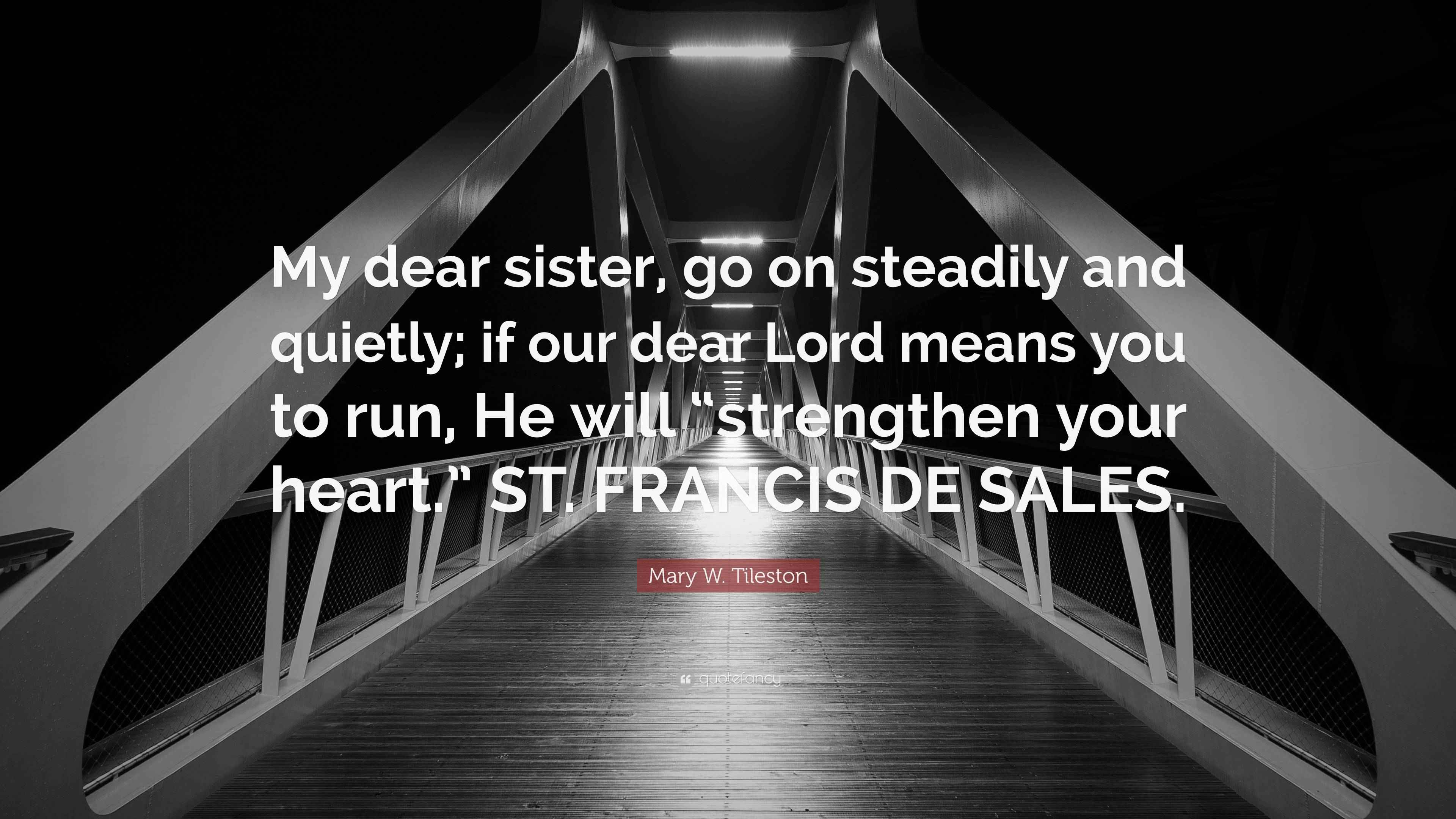 Mary W. Tileston Quote: “My dear sister, go on steadily and quietly; if ...