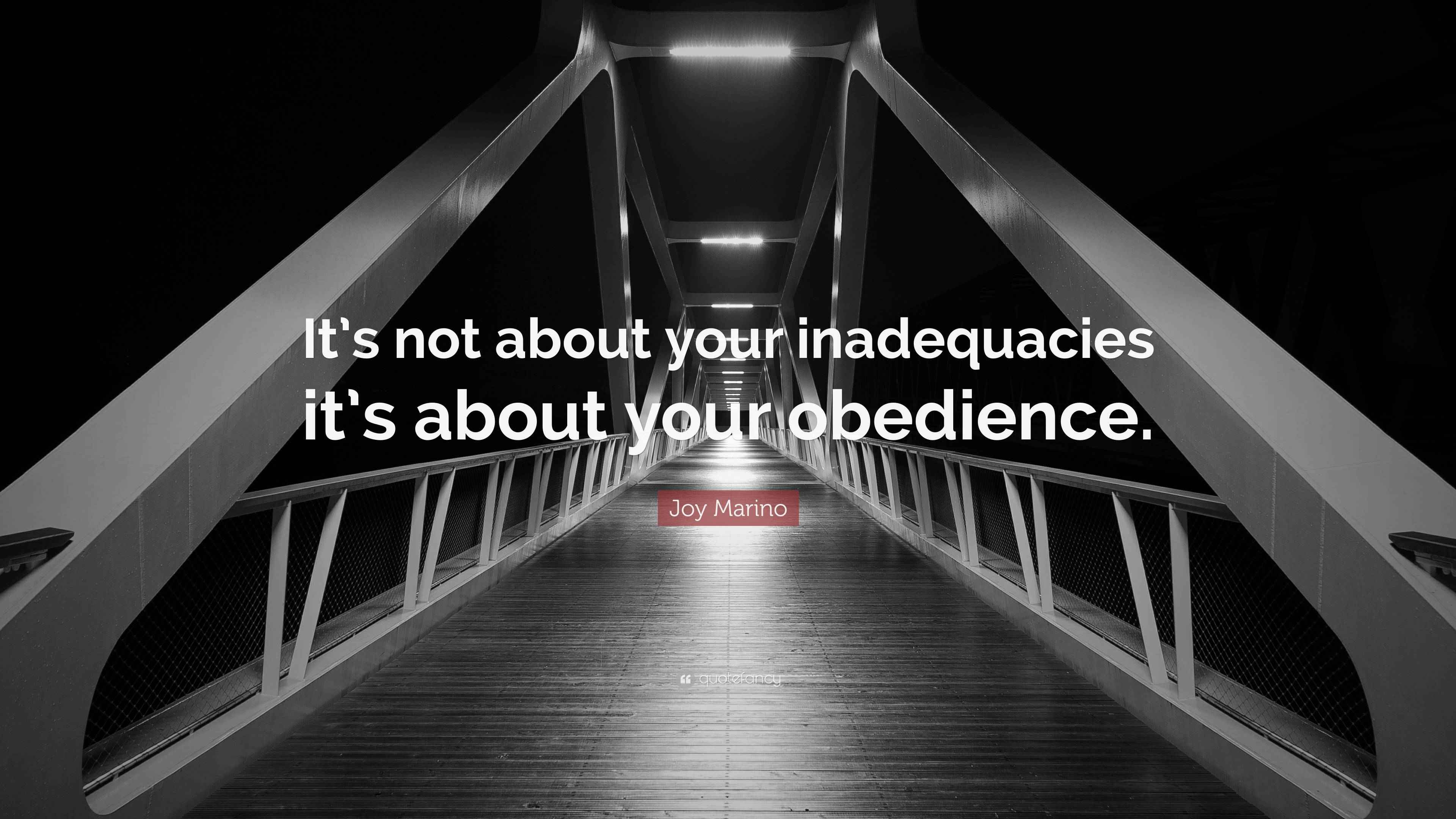 Joy Marino Quote: “It’s not about your inadequacies it’s about your ...