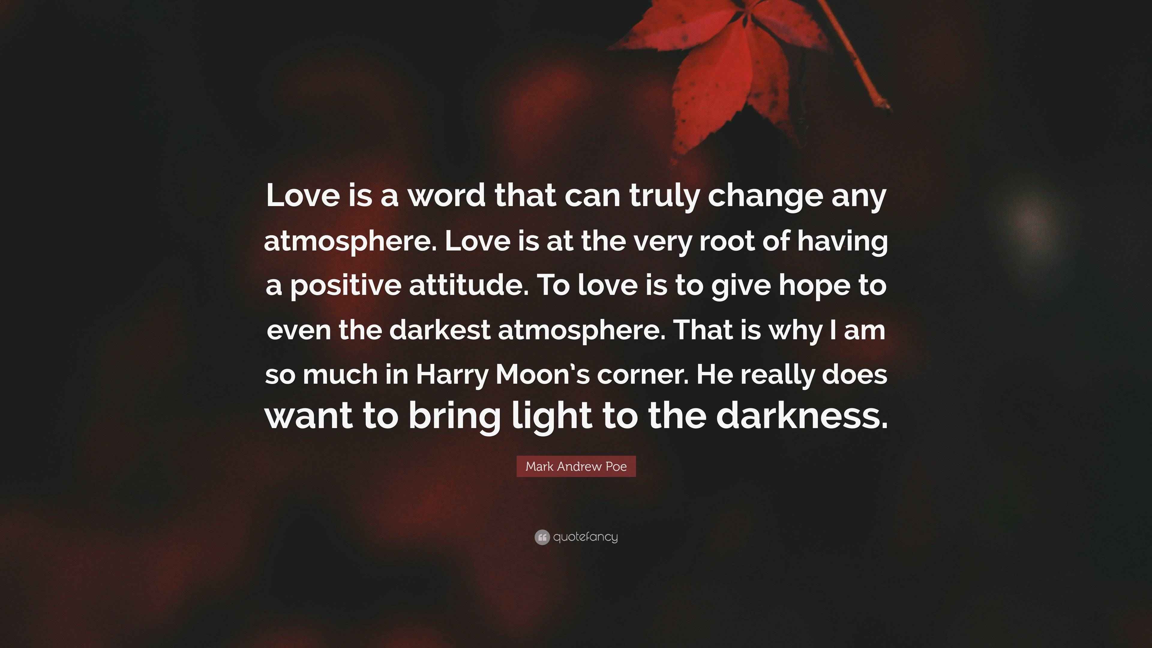 Mark Andrew Poe Quote: “Love is a word that can truly change any ...