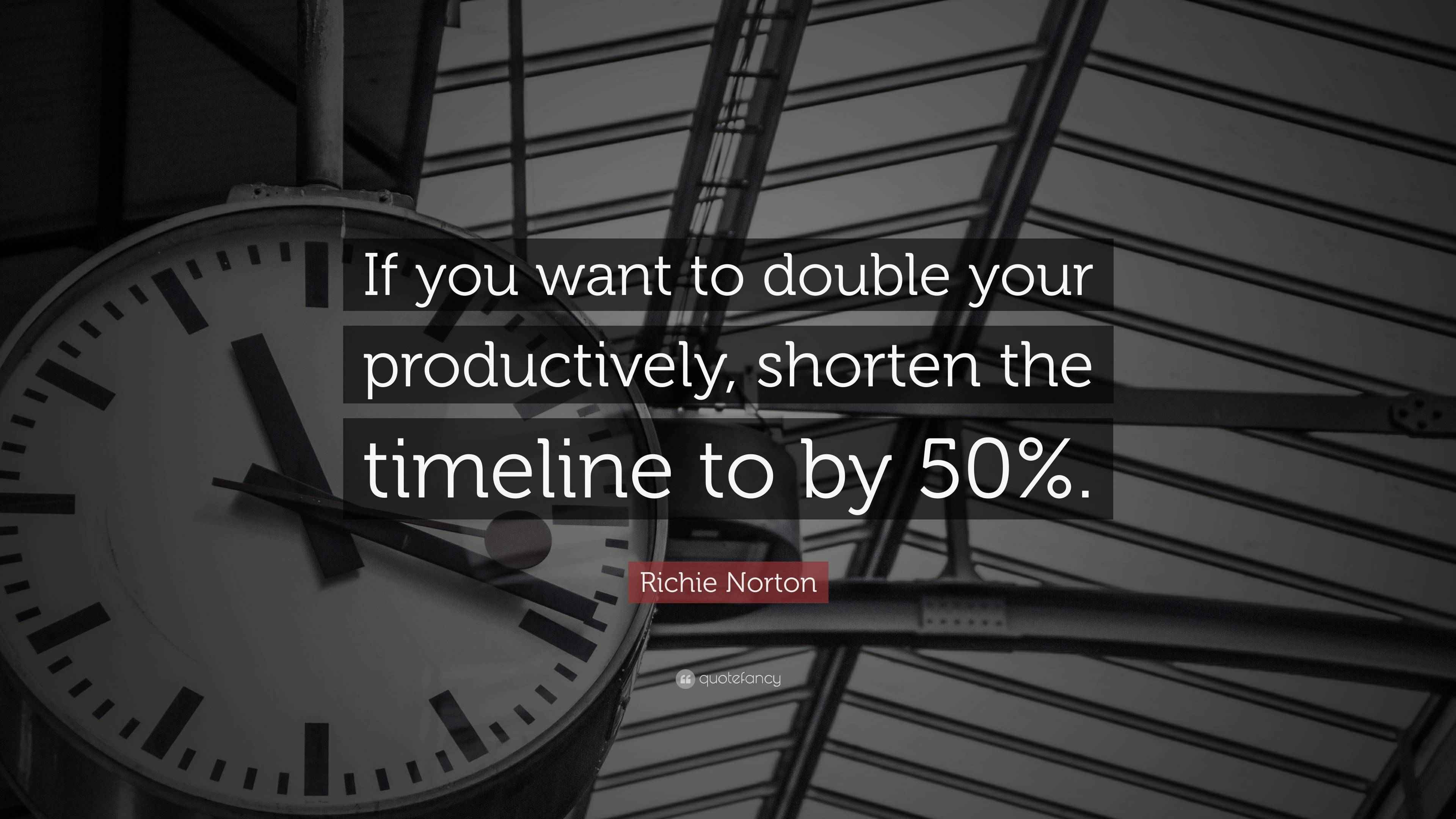 Richie Norton Quote: “If you want to double your productively, shorten ...
