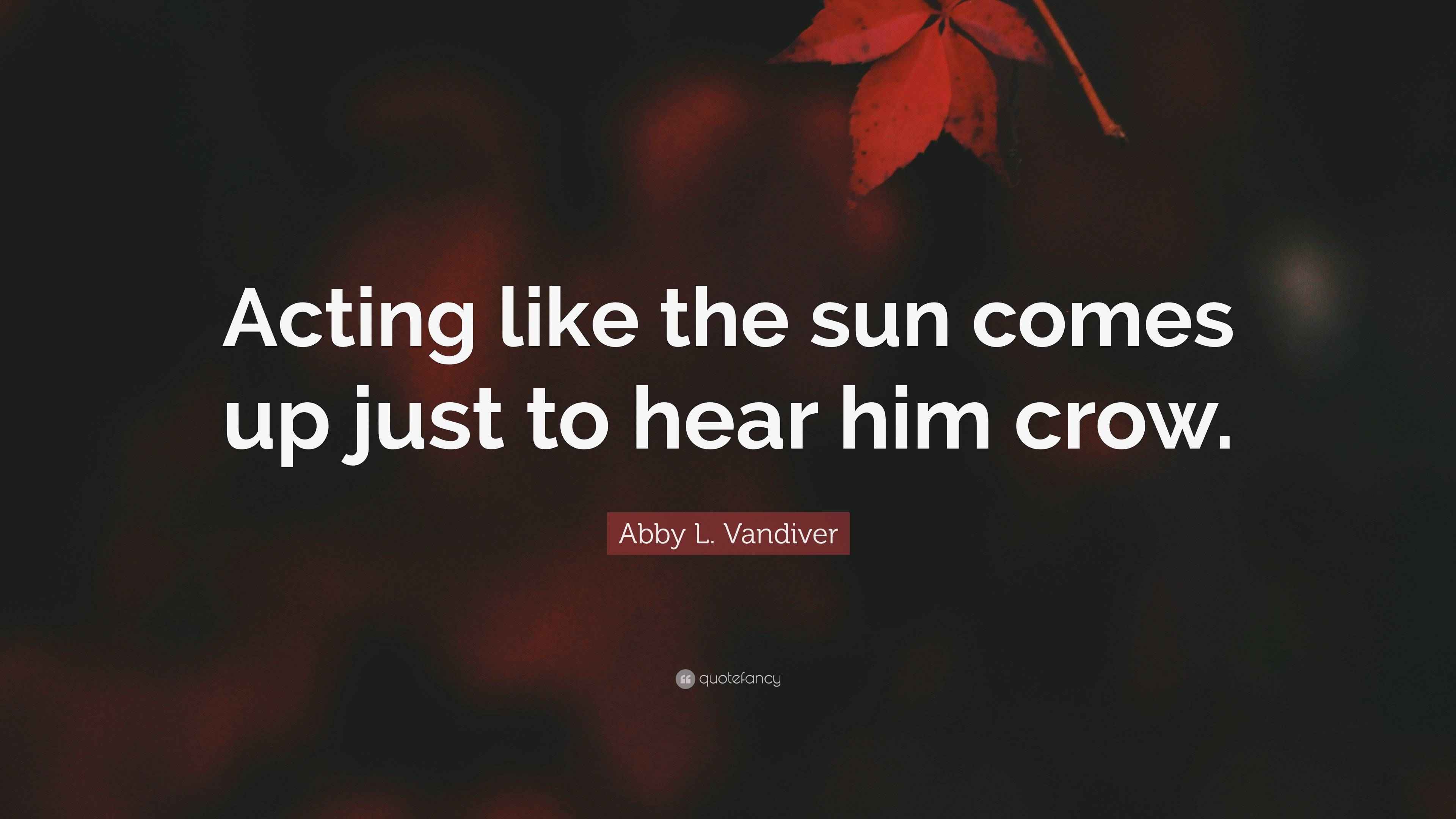 Abby L. Vandiver Quote: “Acting like the sun comes up just to hear him ...