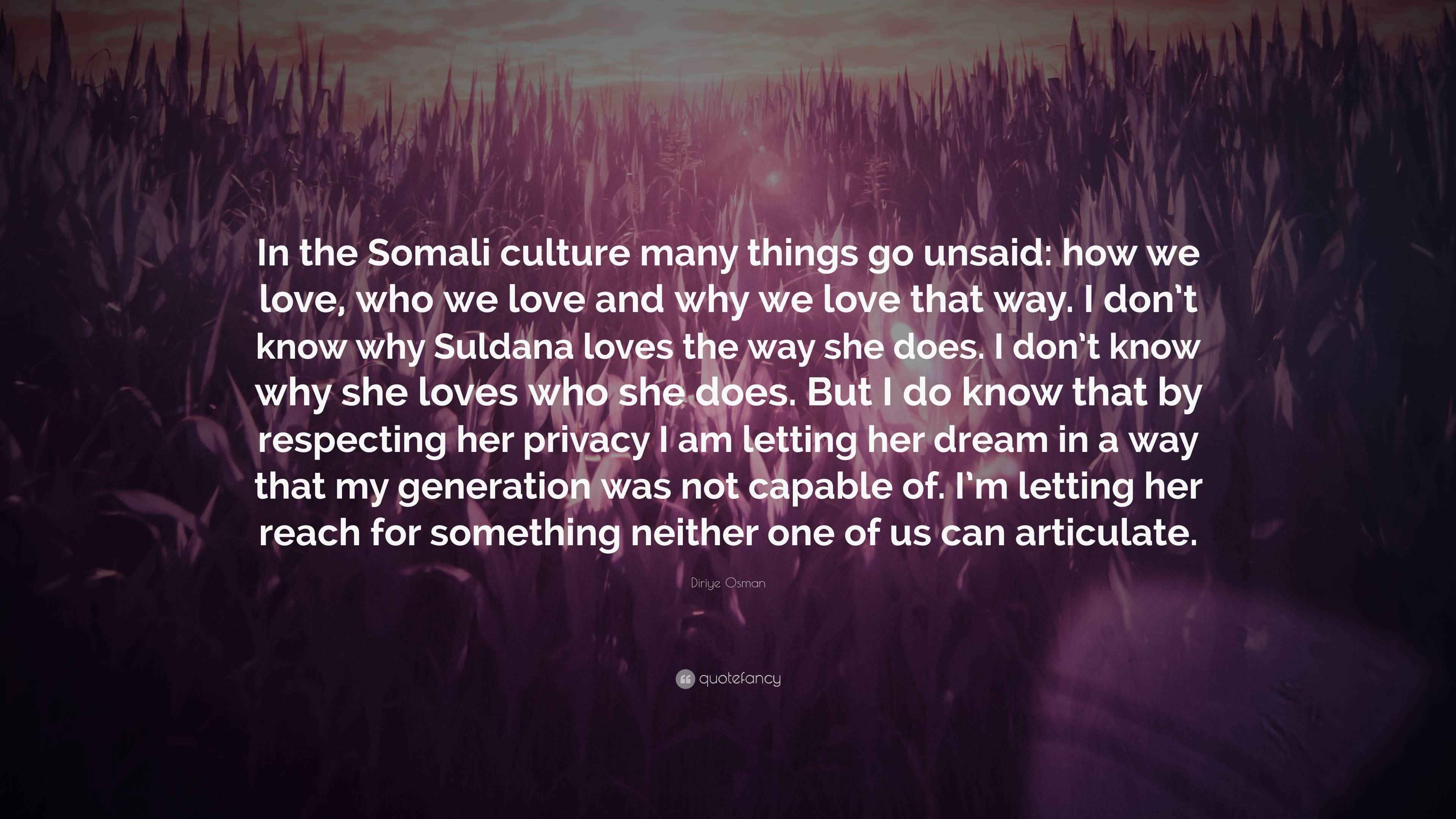 Diriye Osman Quote: “In the Somali culture many things go unsaid: how ...