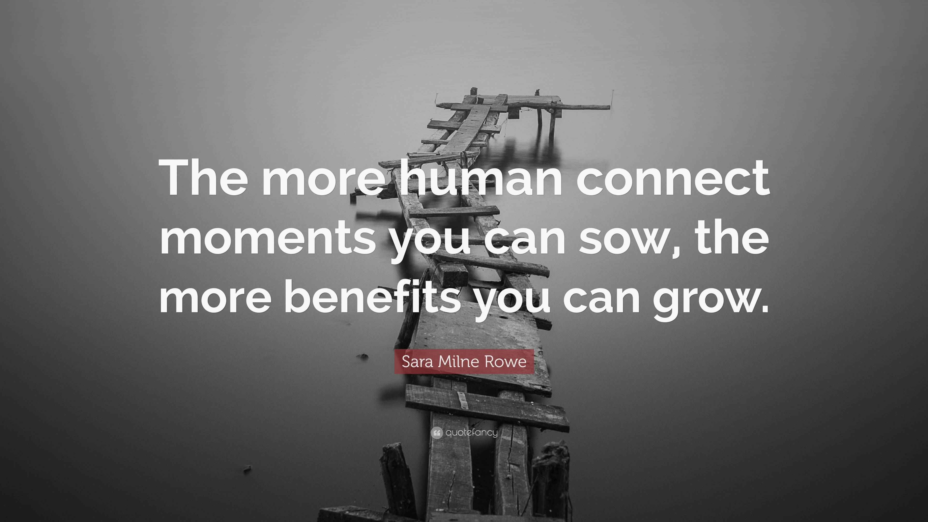 Sara Milne Rowe Quote: “The more human connect moments you can sow, the ...