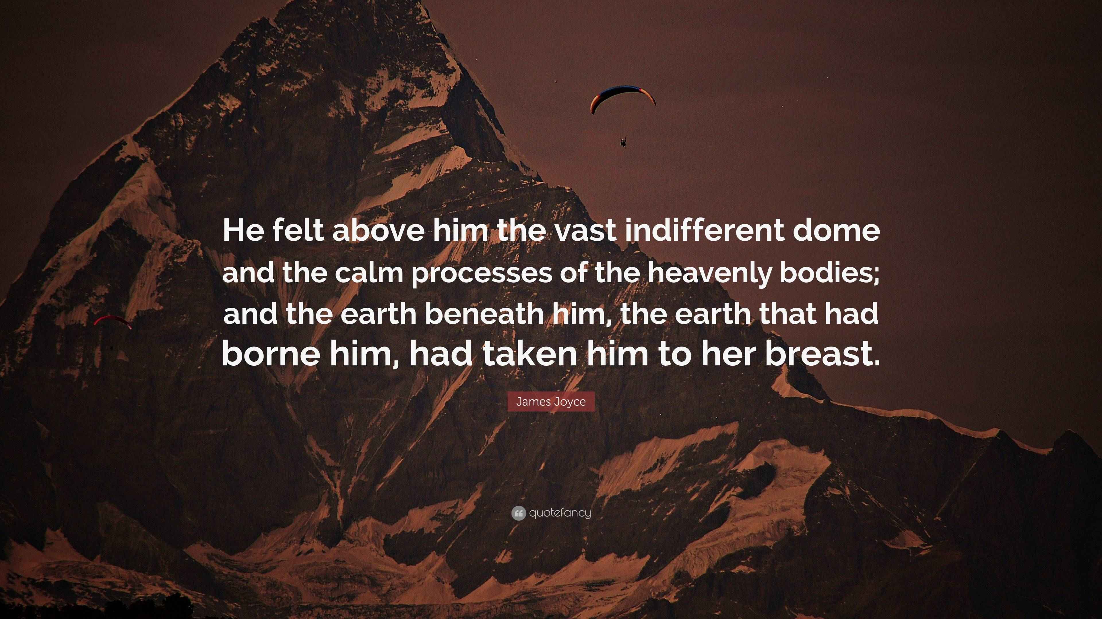 James Joyce Quote: “He felt above him the vast indifferent dome and the ...