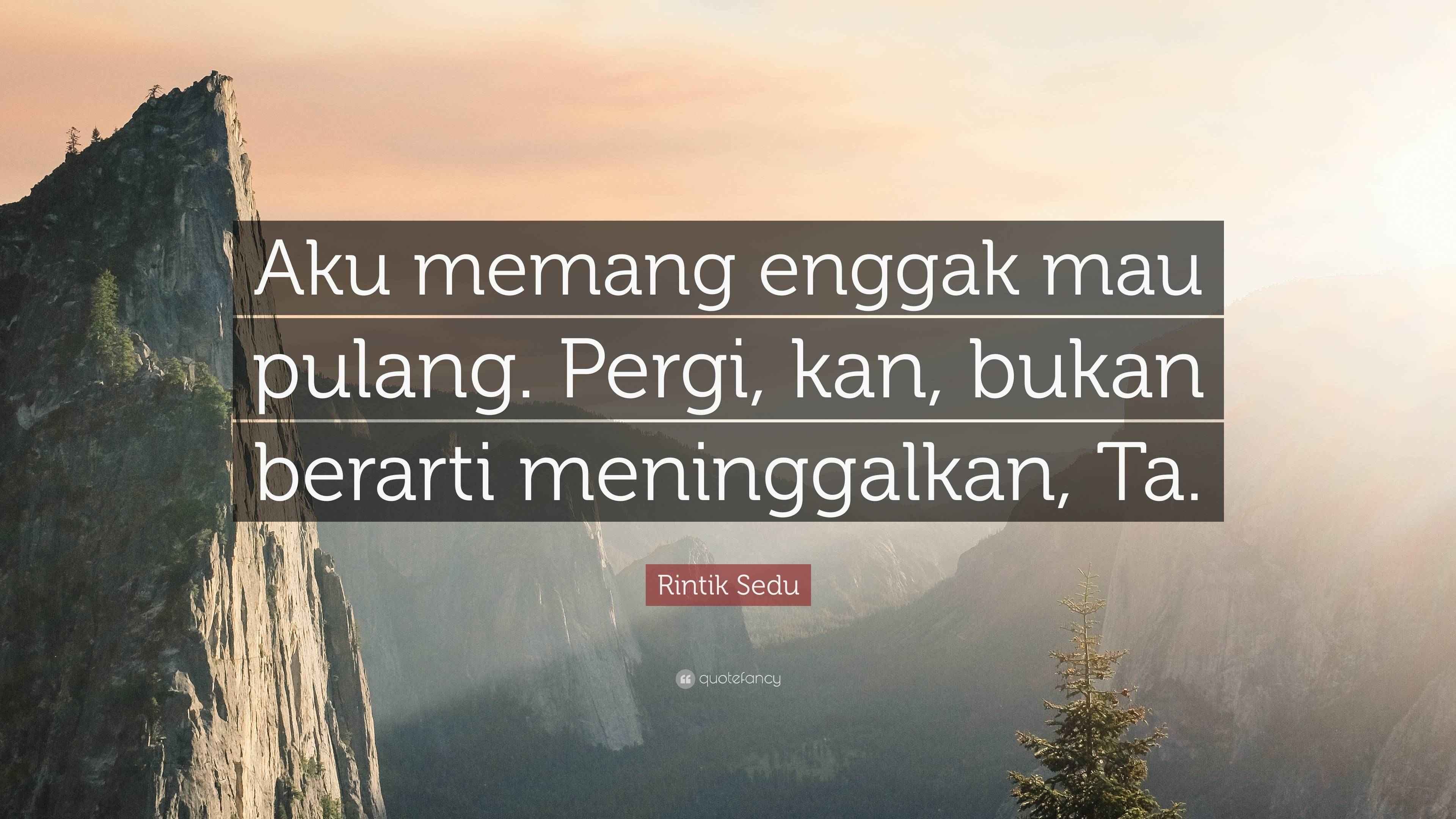 Rintik Sedu Quote: “Aku memang enggak mau pulang. Pergi, kan, bukan berarti meninggalkan, Ta.”