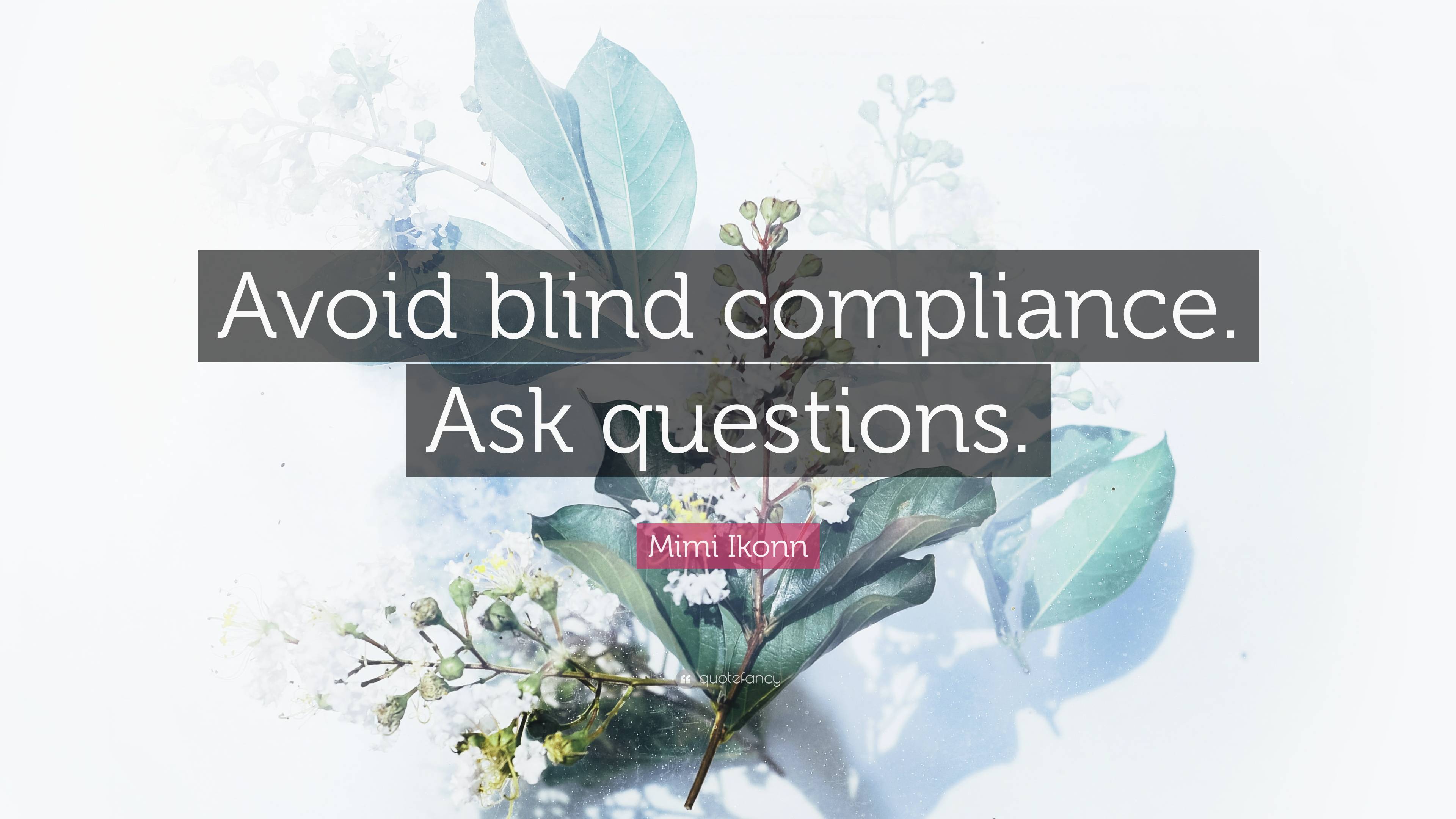 Mimi Ikonn Quote: “Avoid blind compliance. Ask questions.”