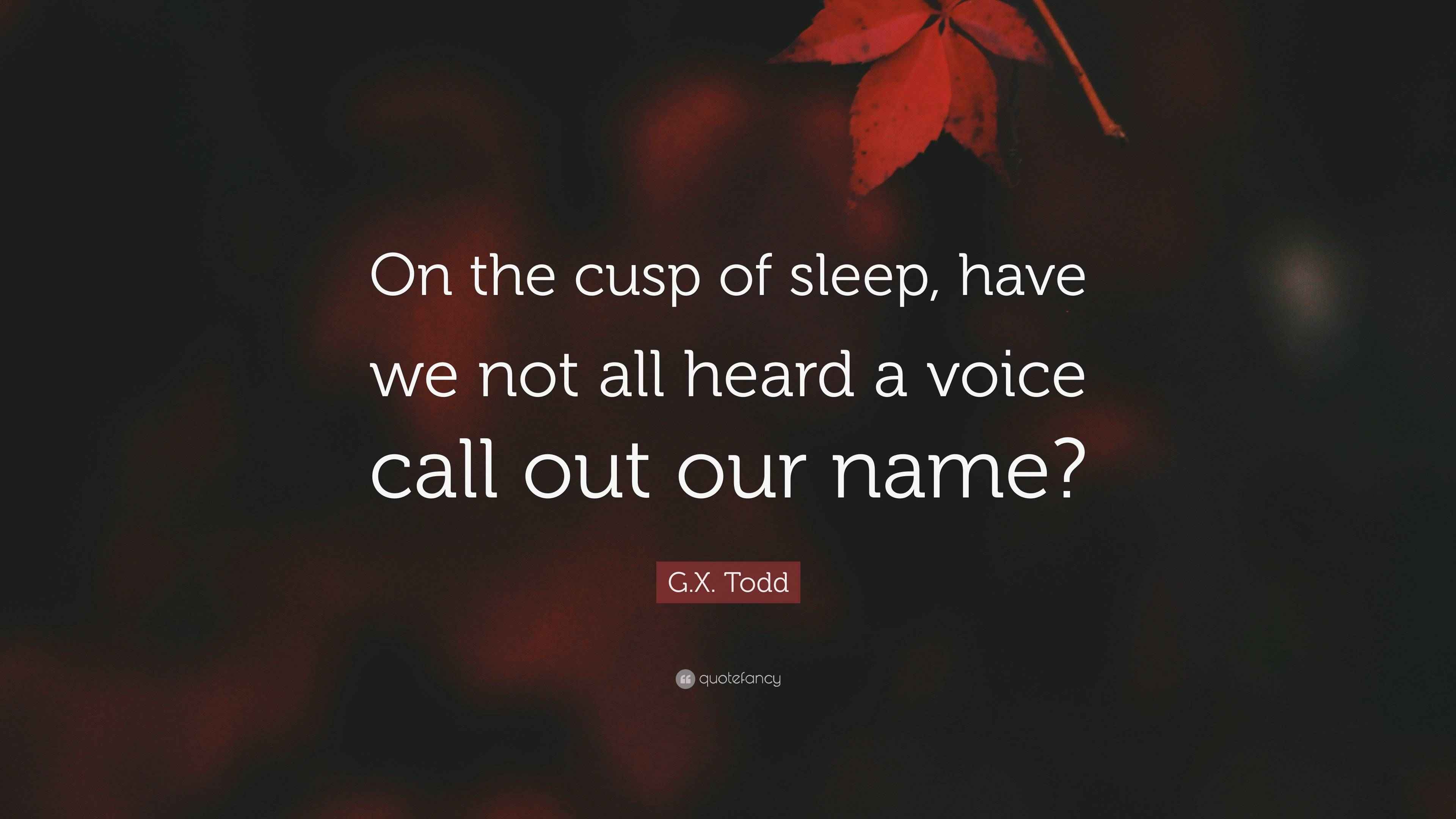 G.X. Todd Quote: “On the cusp of sleep, have we not all heard a voice ...