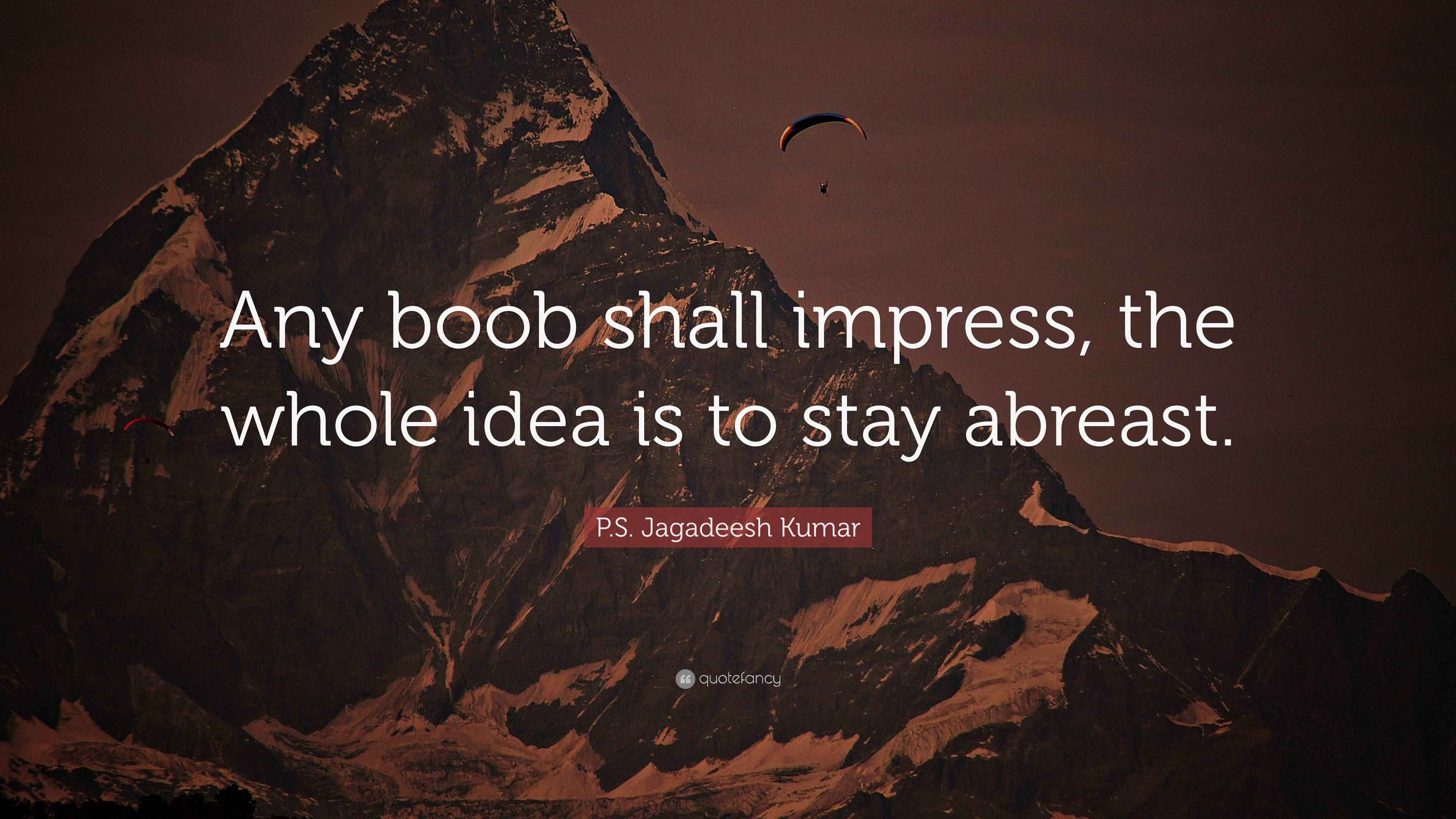 P.S. Jagadeesh Kumar Quote: “Any boob shall impress, the whole idea is ...