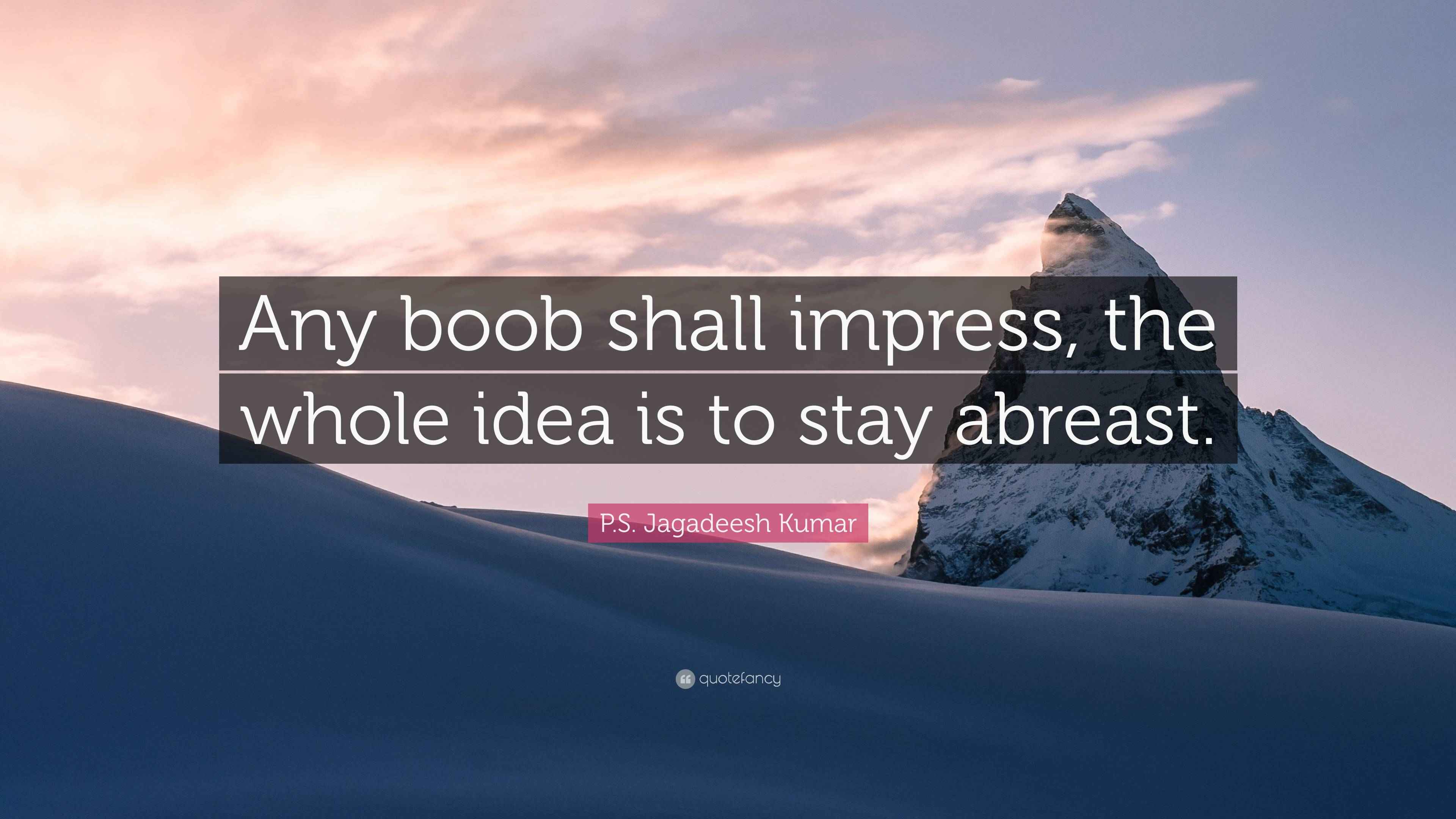 P.S. Jagadeesh Kumar Quote: “Any boob shall impress, the whole idea is ...