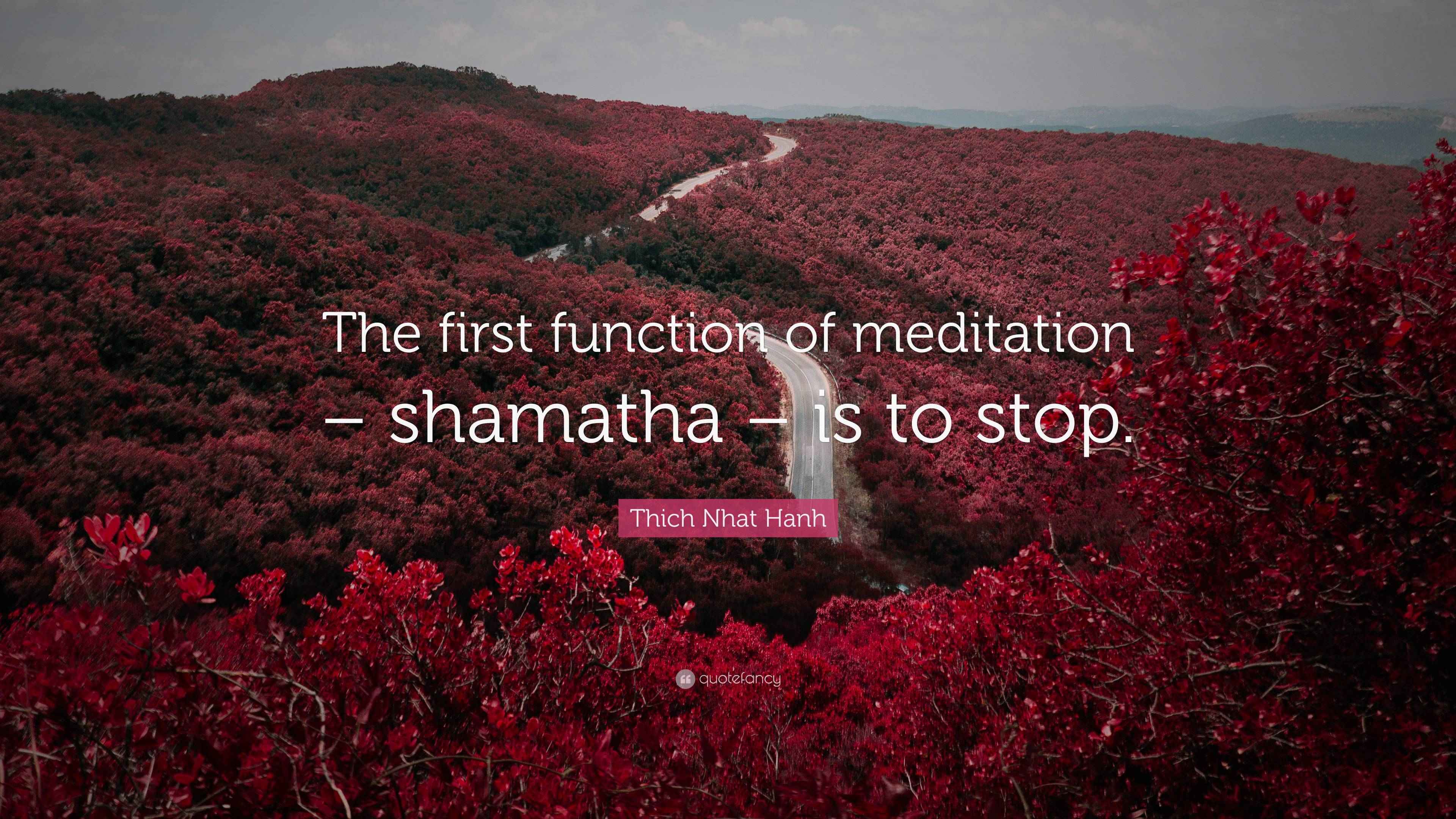 Thich Nhat Hanh Quote: “The first function of meditation – shamatha ...
