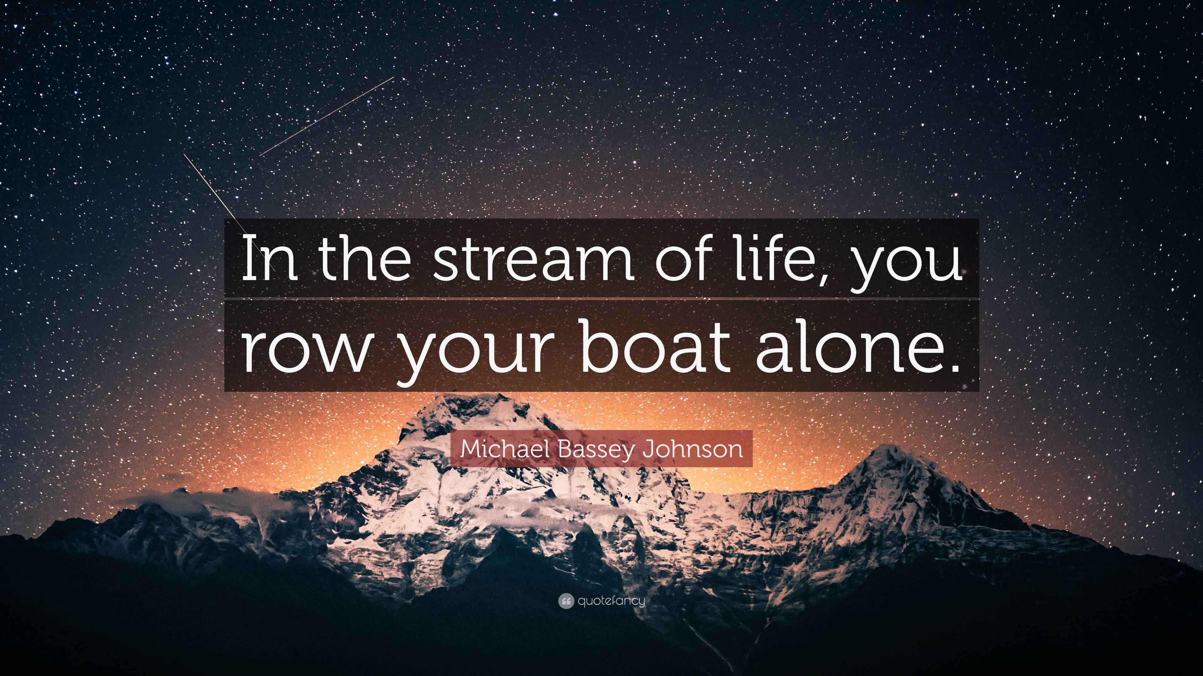 Michael Bassey Johnson Quote: “In the stream of life, you row your boat ...