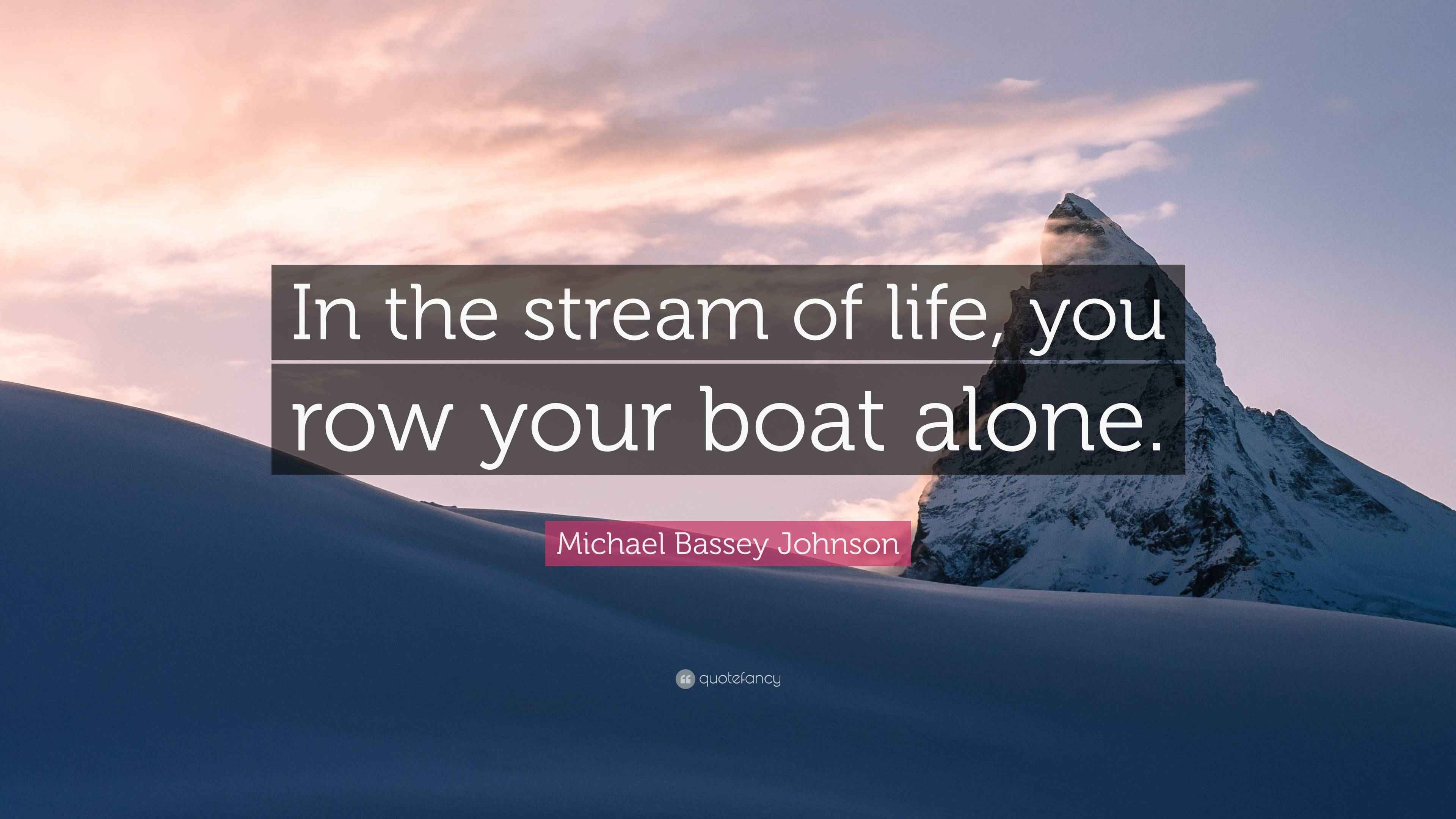 Michael Bassey Johnson Quote: “In the stream of life, you row your boat ...