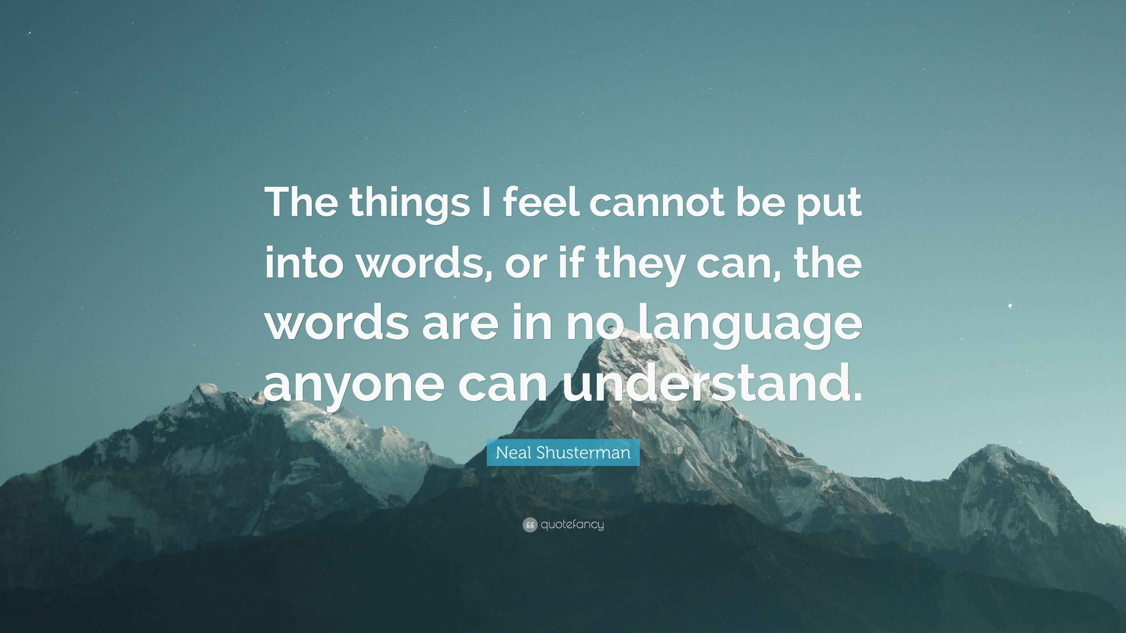 Neal Shusterman Quote: “The things I feel cannot be put into words, or ...