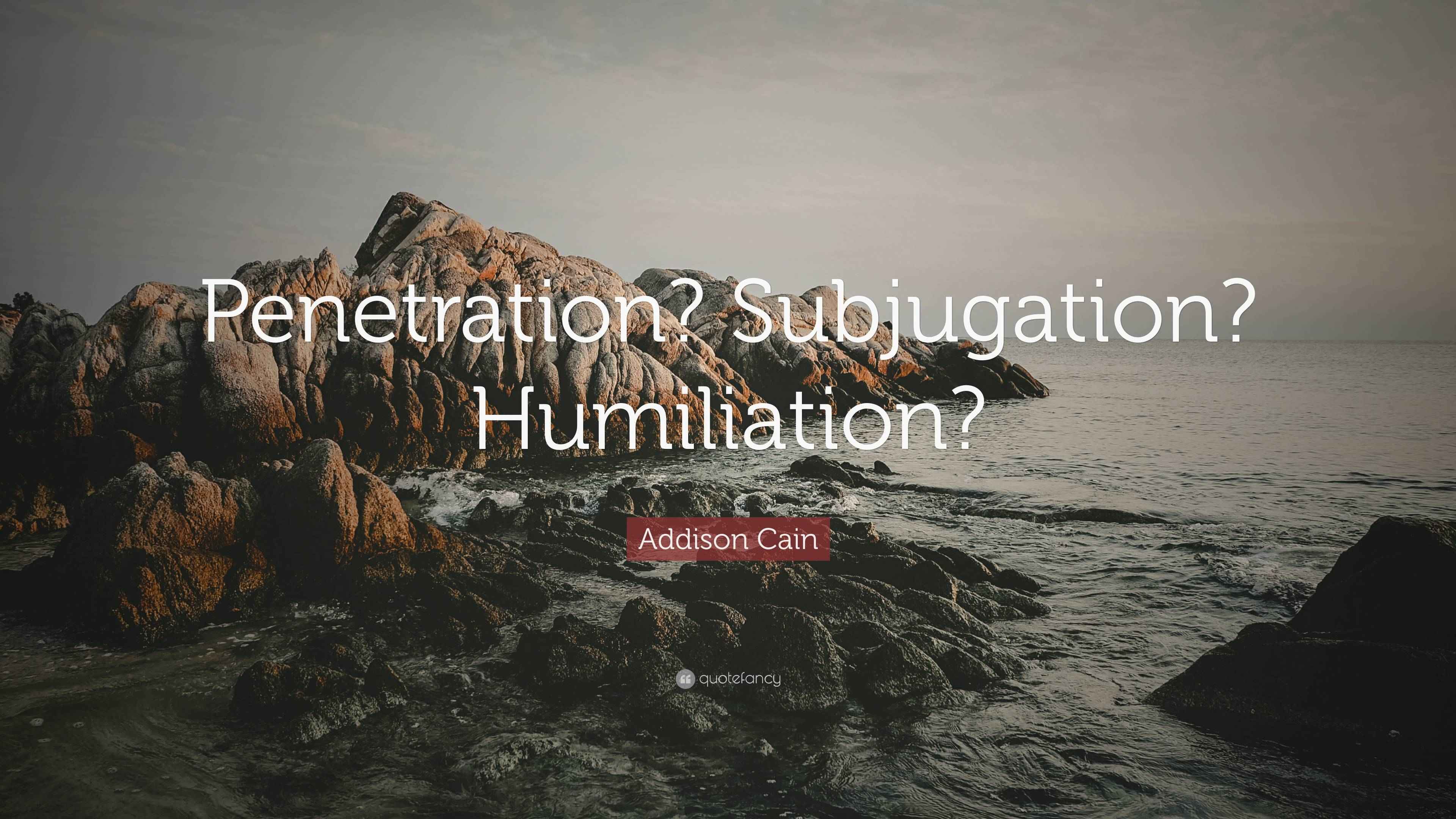 Addison Cain Quote: “Penetration? Subjugation? Humiliation?”