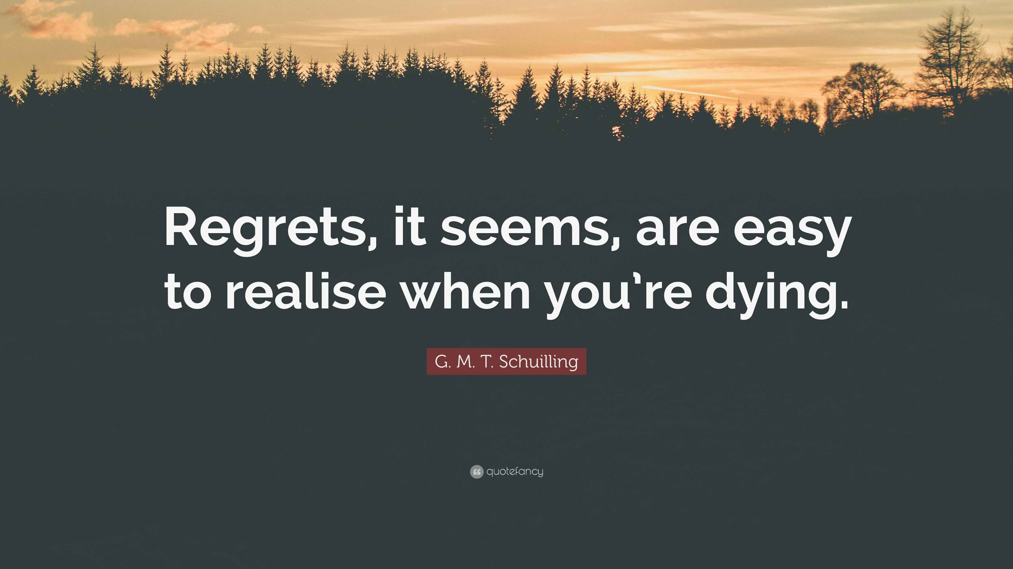G. M. T. Schuilling Quote: “Regrets, it seems, are easy to realise when ...