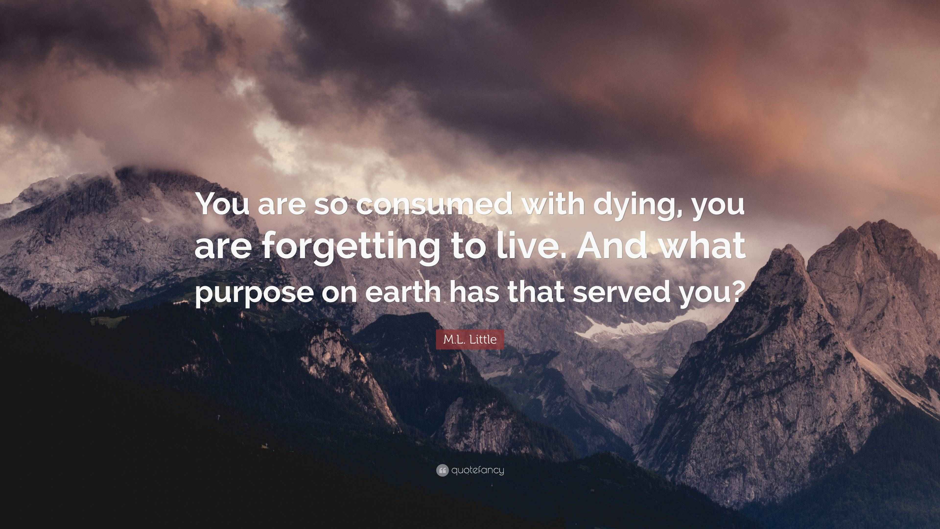 M.L. Little Quote: “You are so consumed with dying, you are forgetting ...