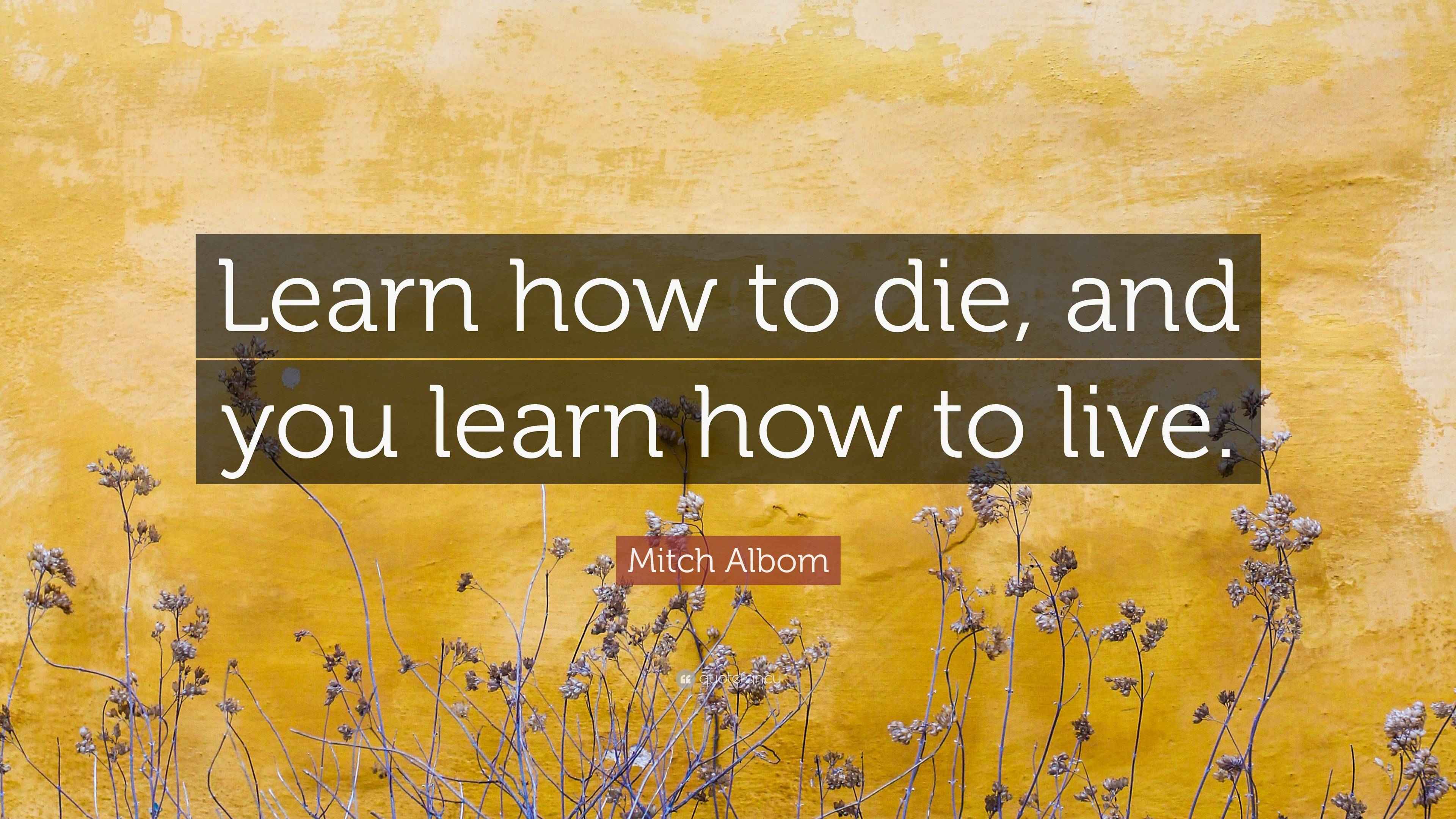 Mitch Albom Quote: “Learn how to die, and you learn how to live.”