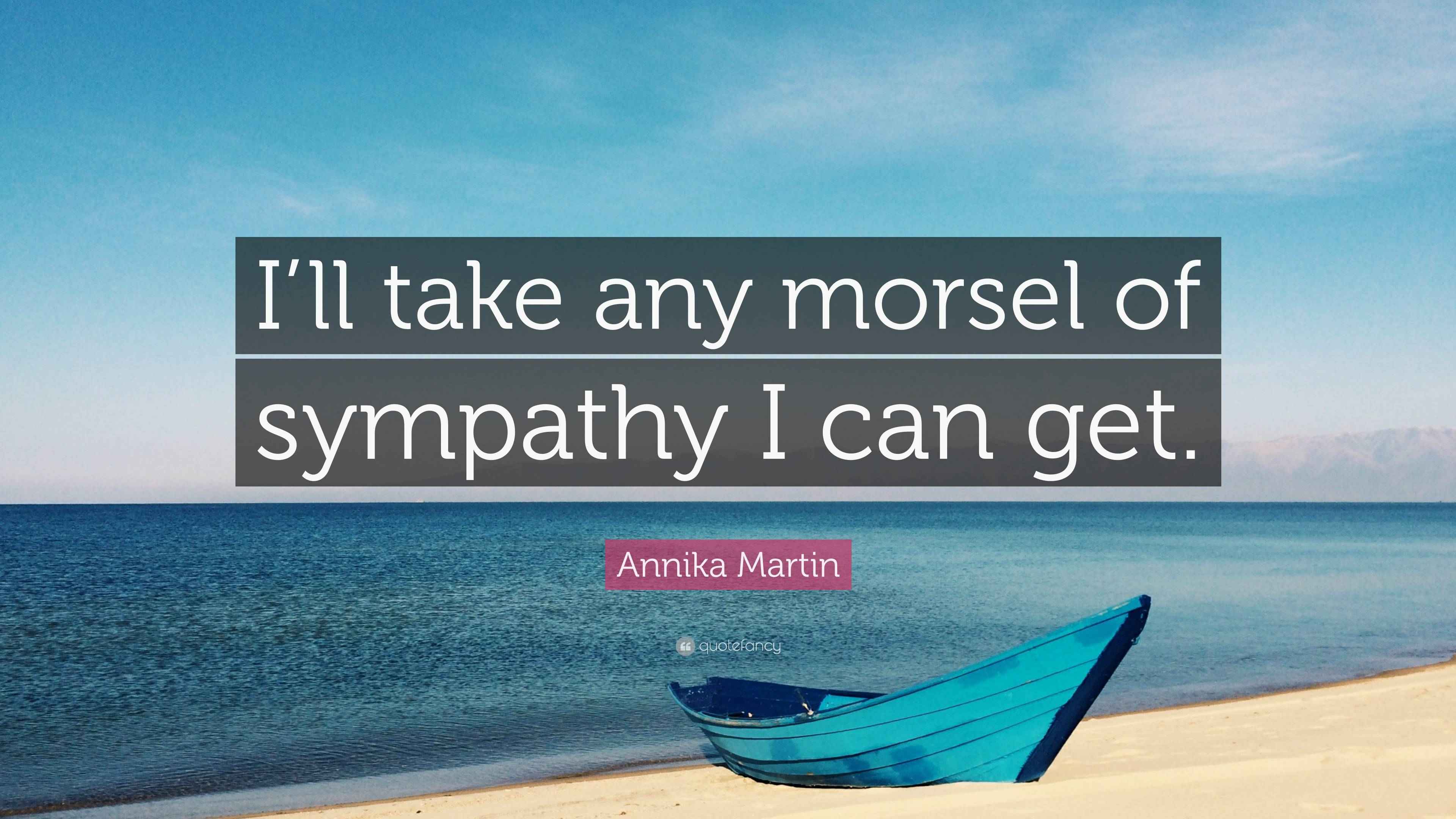 Annika Martin Quote: “I’ll take any morsel of sympathy I can get.”