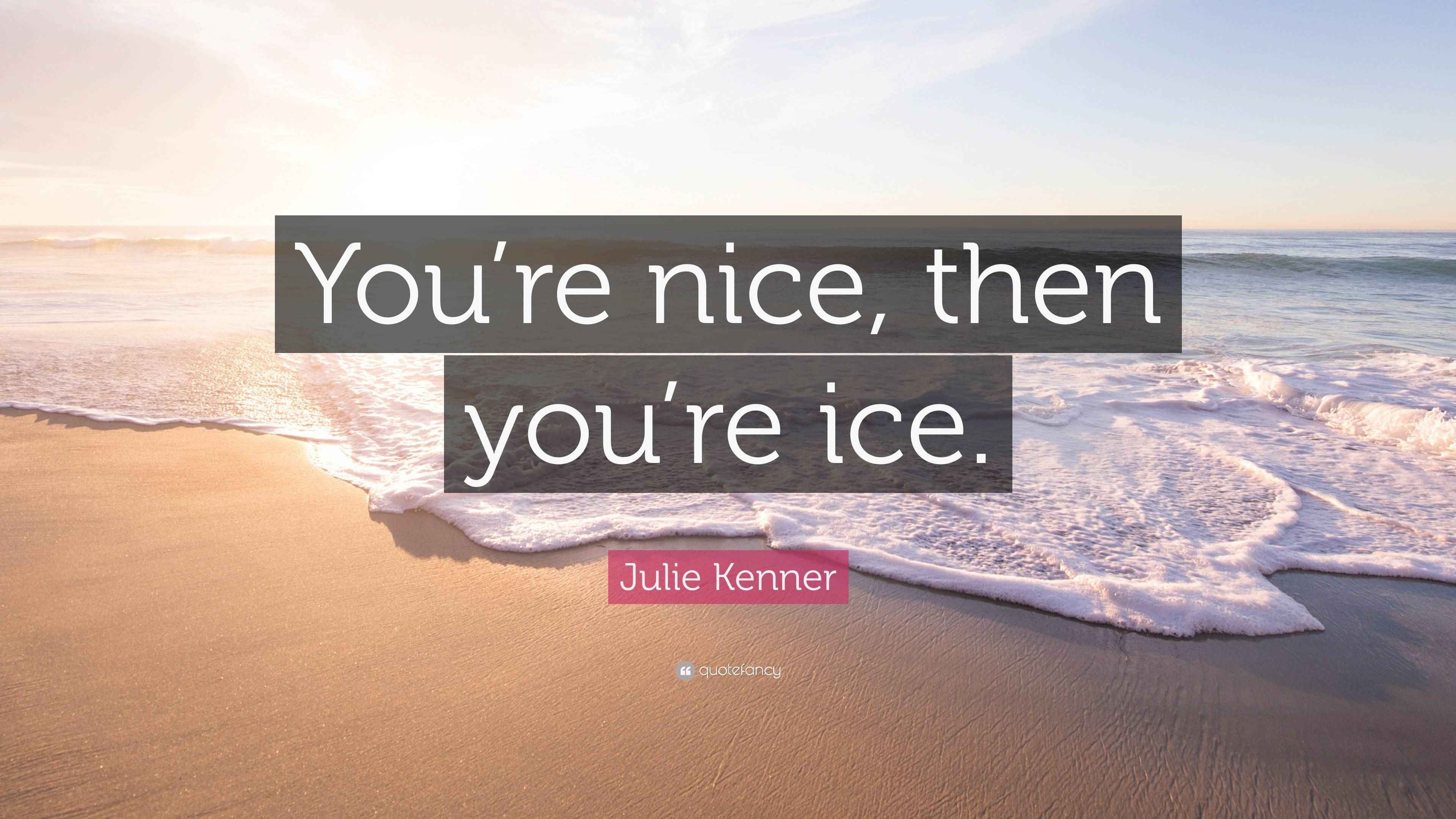 Julie Kenner Quote: “You’re nice, then you’re ice.”