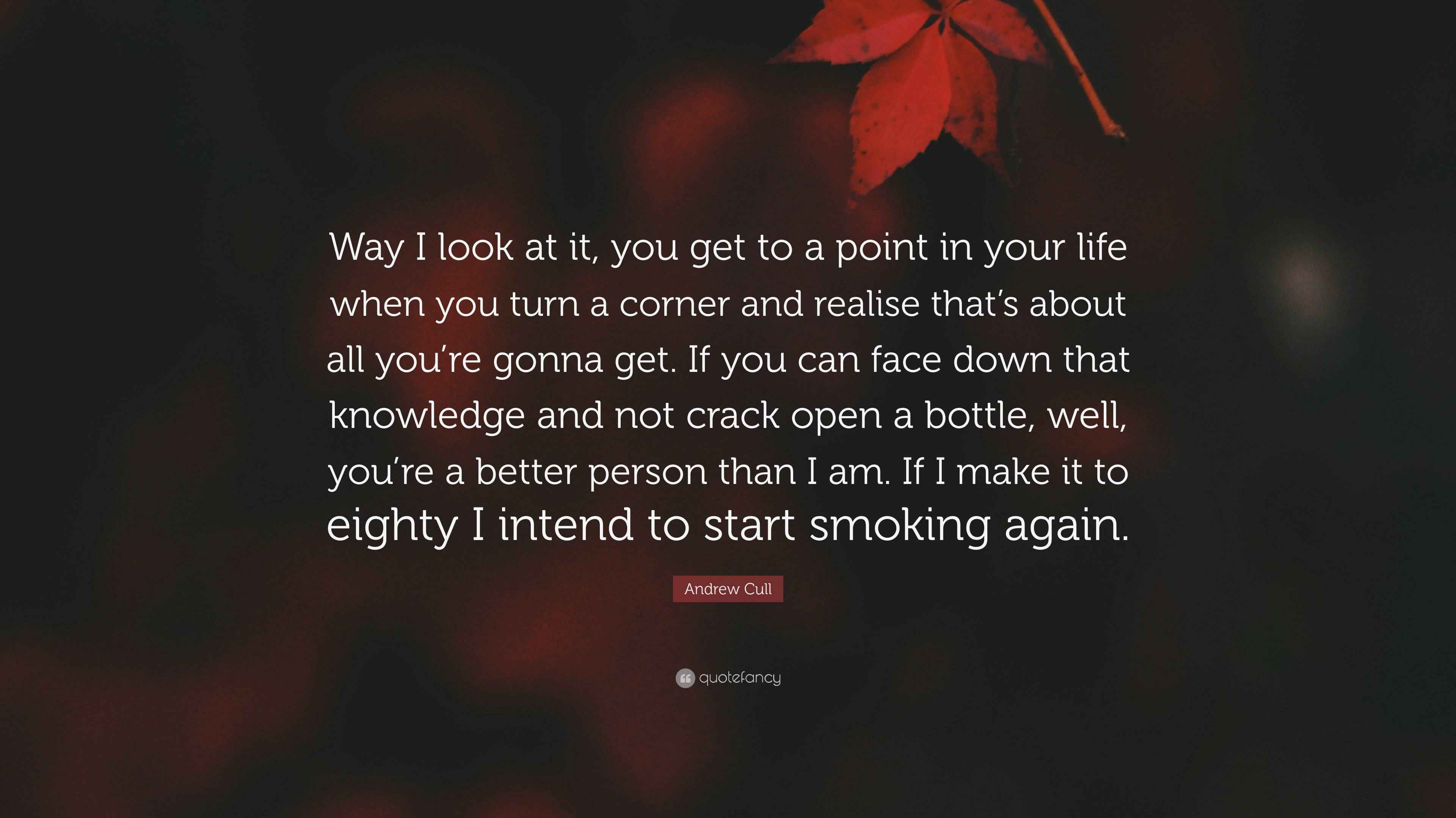 Andrew Cull Quote: “Way I look at it, you get to a point in your life ...