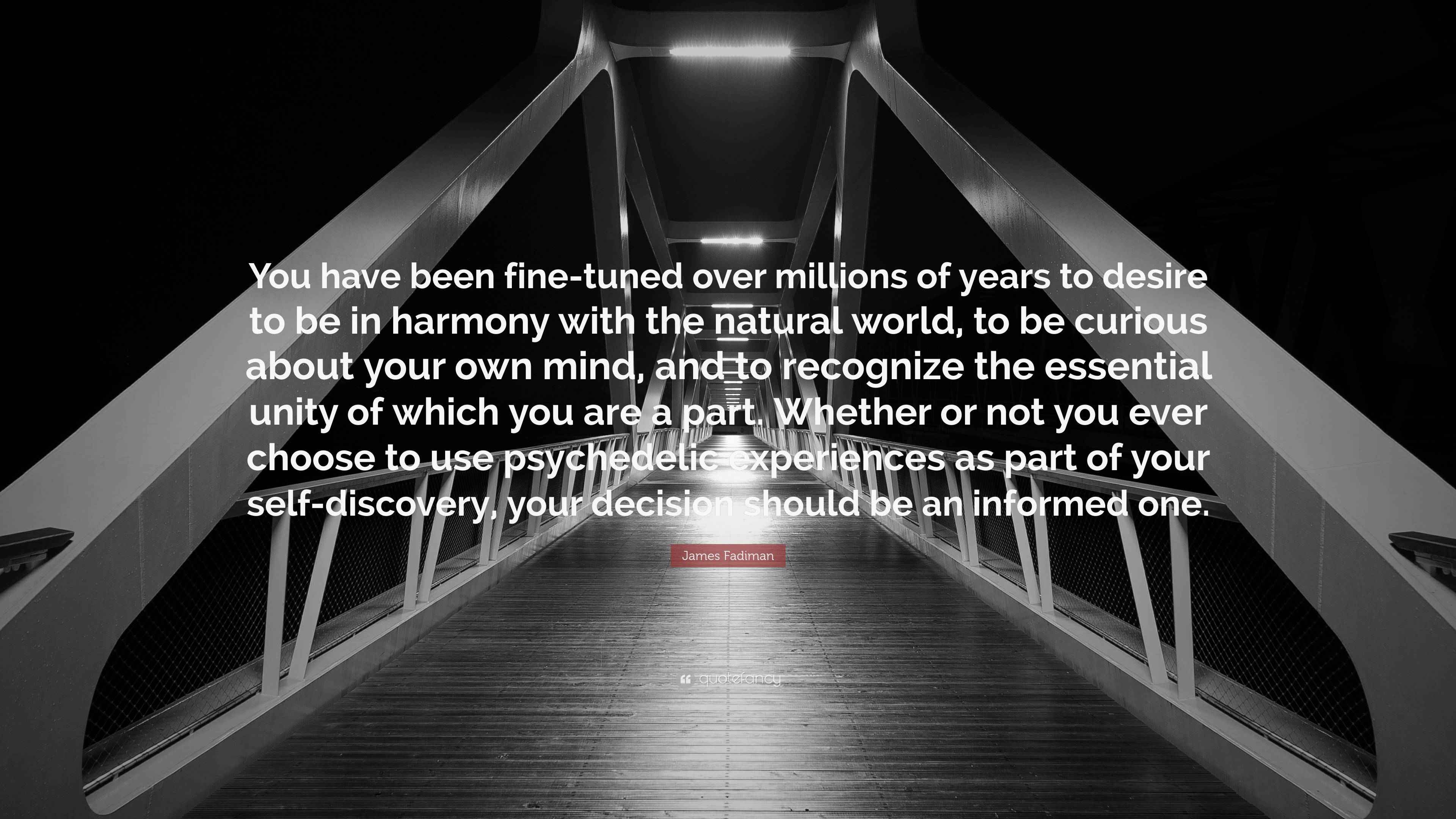 James Fadiman Quote: “You have been fine-tuned over millions of years ...
