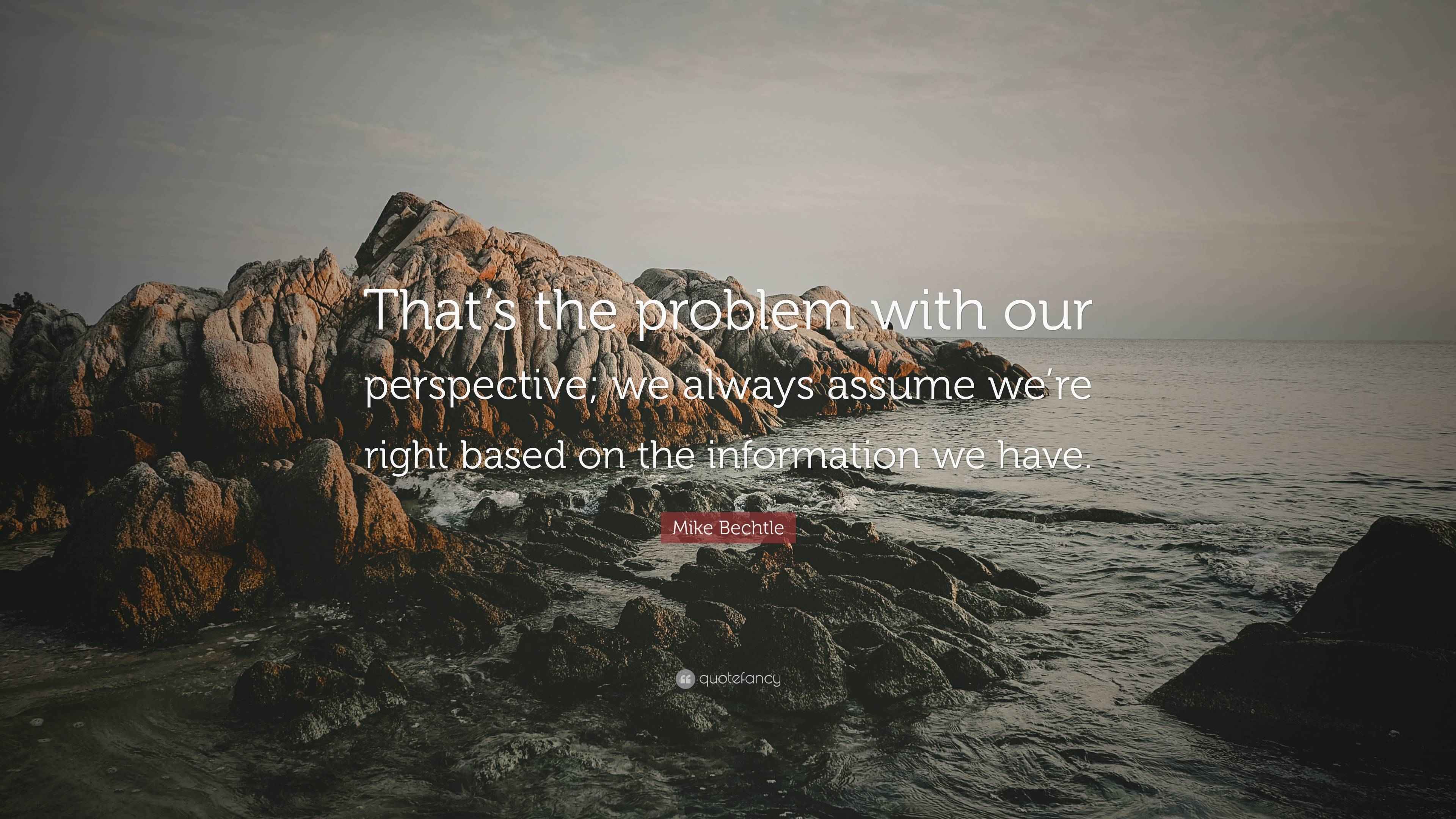 Mike Bechtle Quote: “That’s the problem with our perspective; we always ...