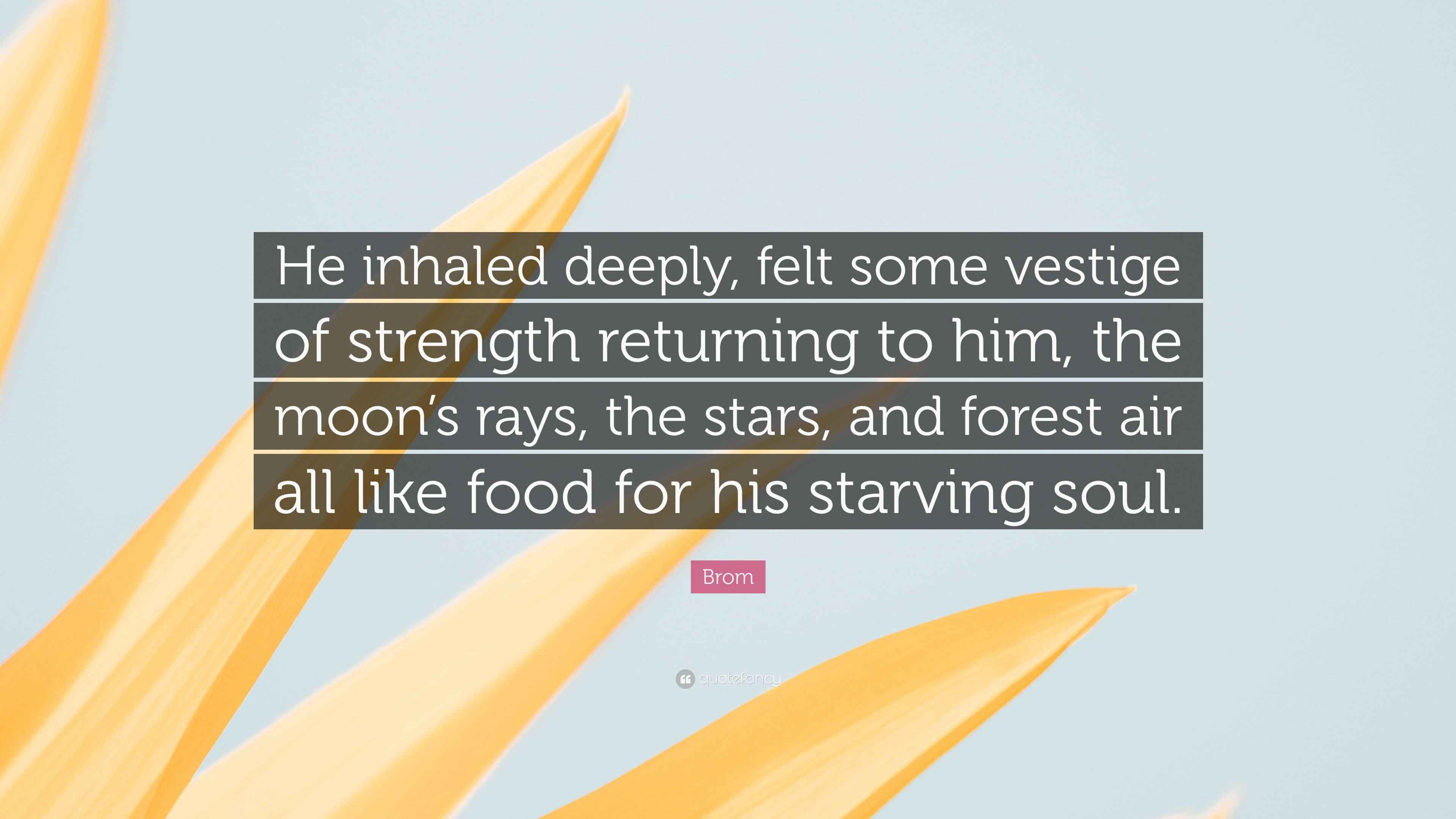 Brom Quote: “He inhaled deeply, felt some vestige of strength returning ...