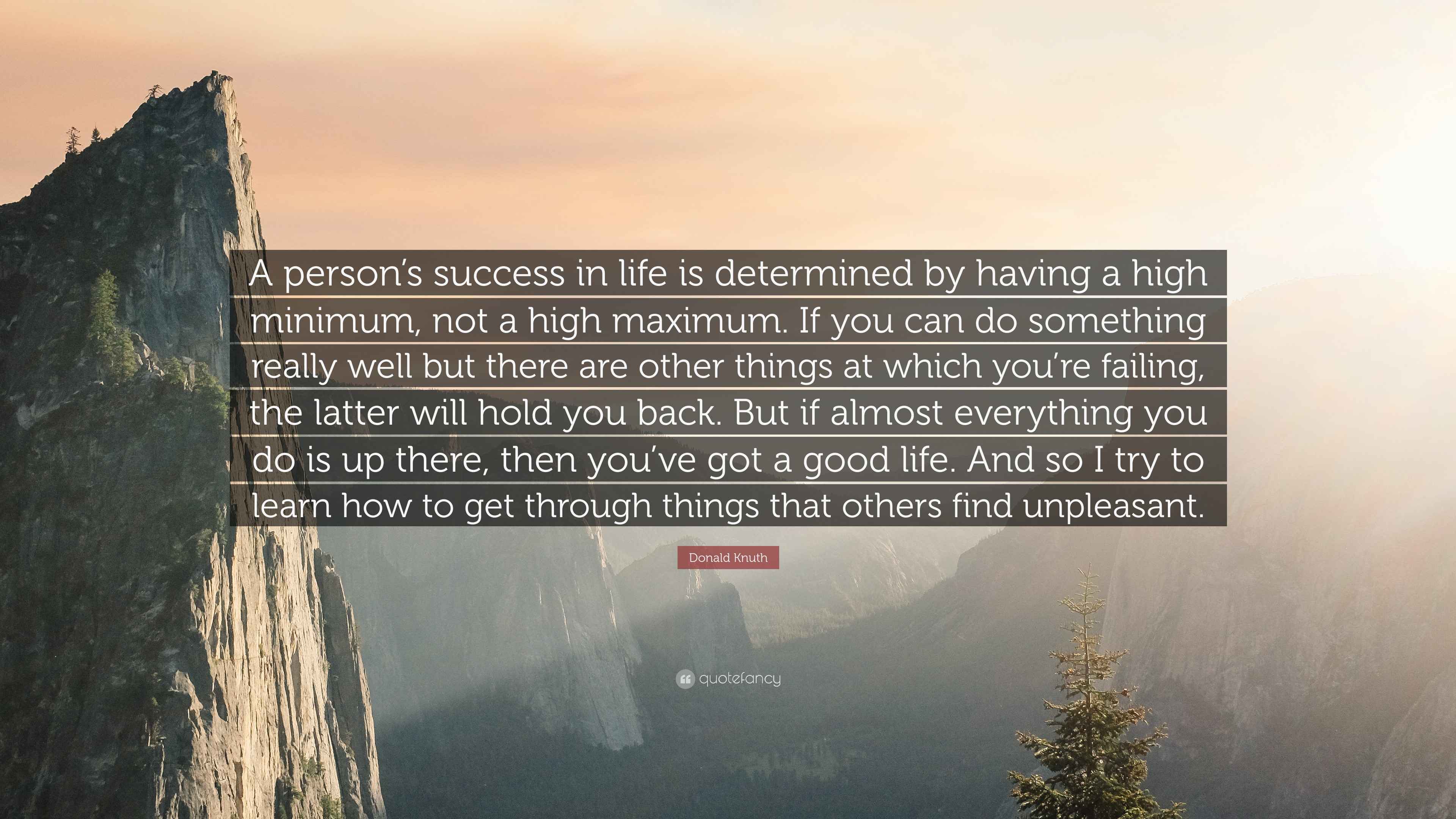 Donald Knuth Quote: “A person’s success in life is determined by having ...
