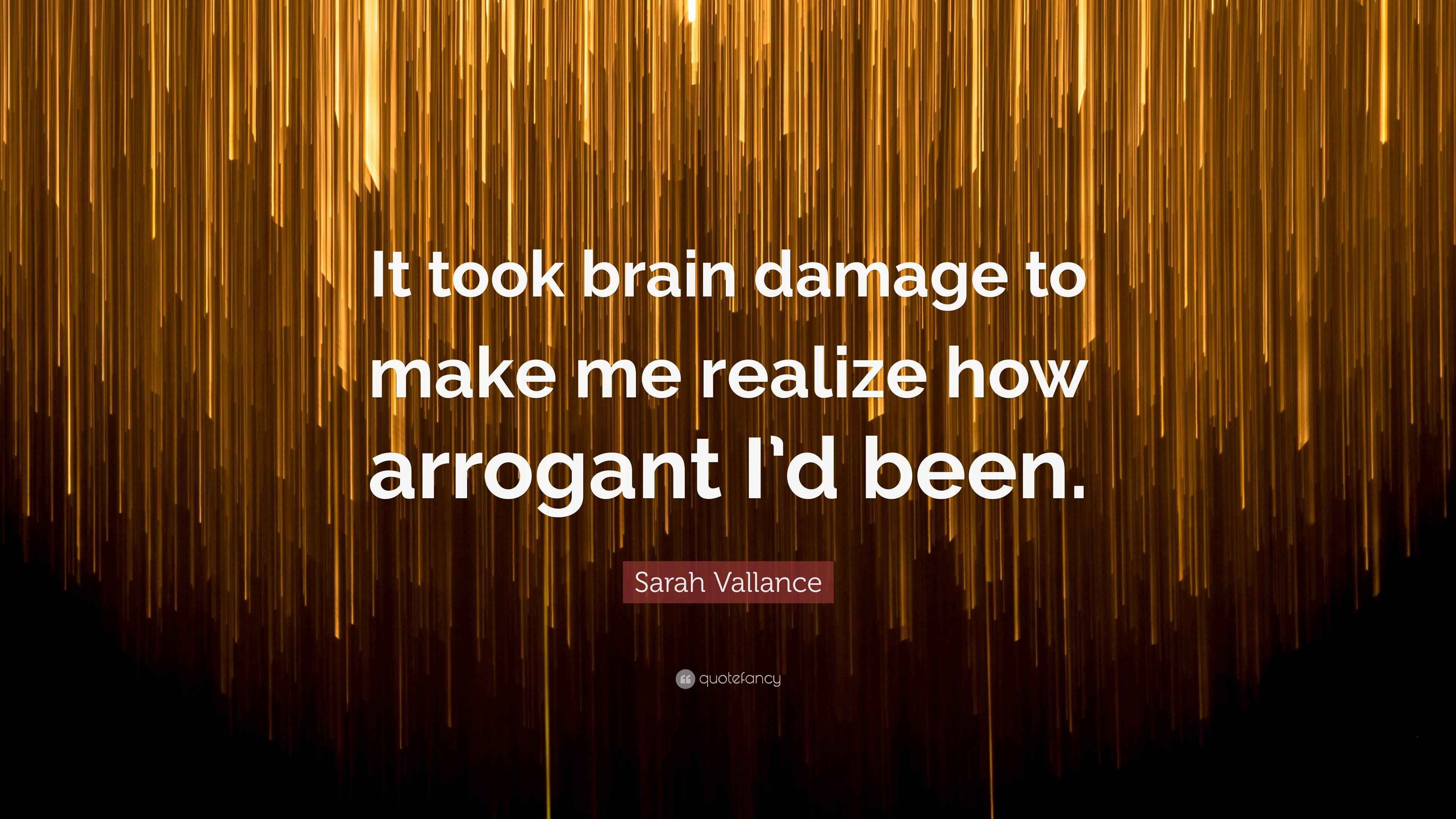Sarah Vallance Quote: “It took brain damage to make me realize how ...