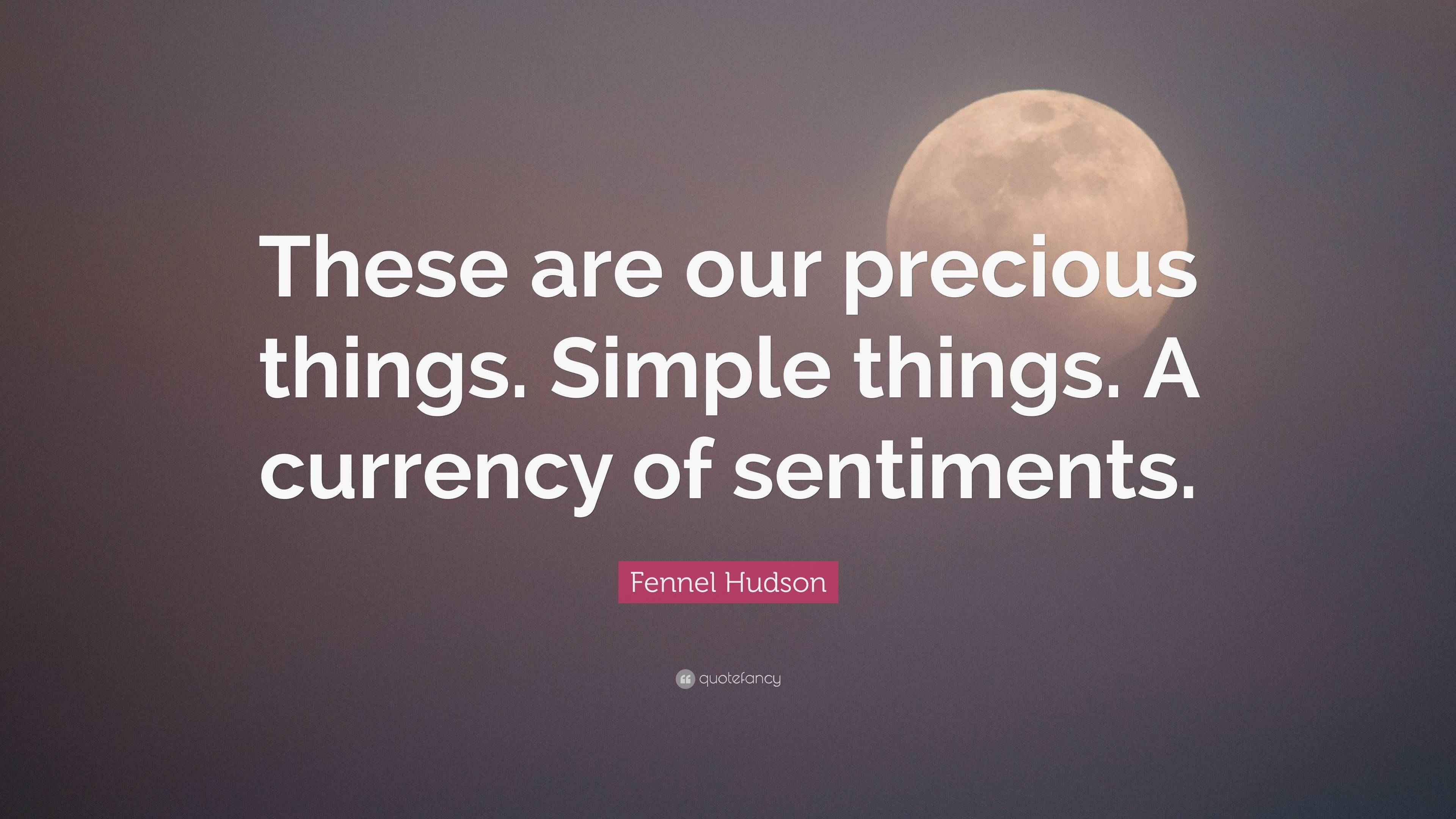 Fennel Hudson Quote: “These are our precious things. Simple things. A ...