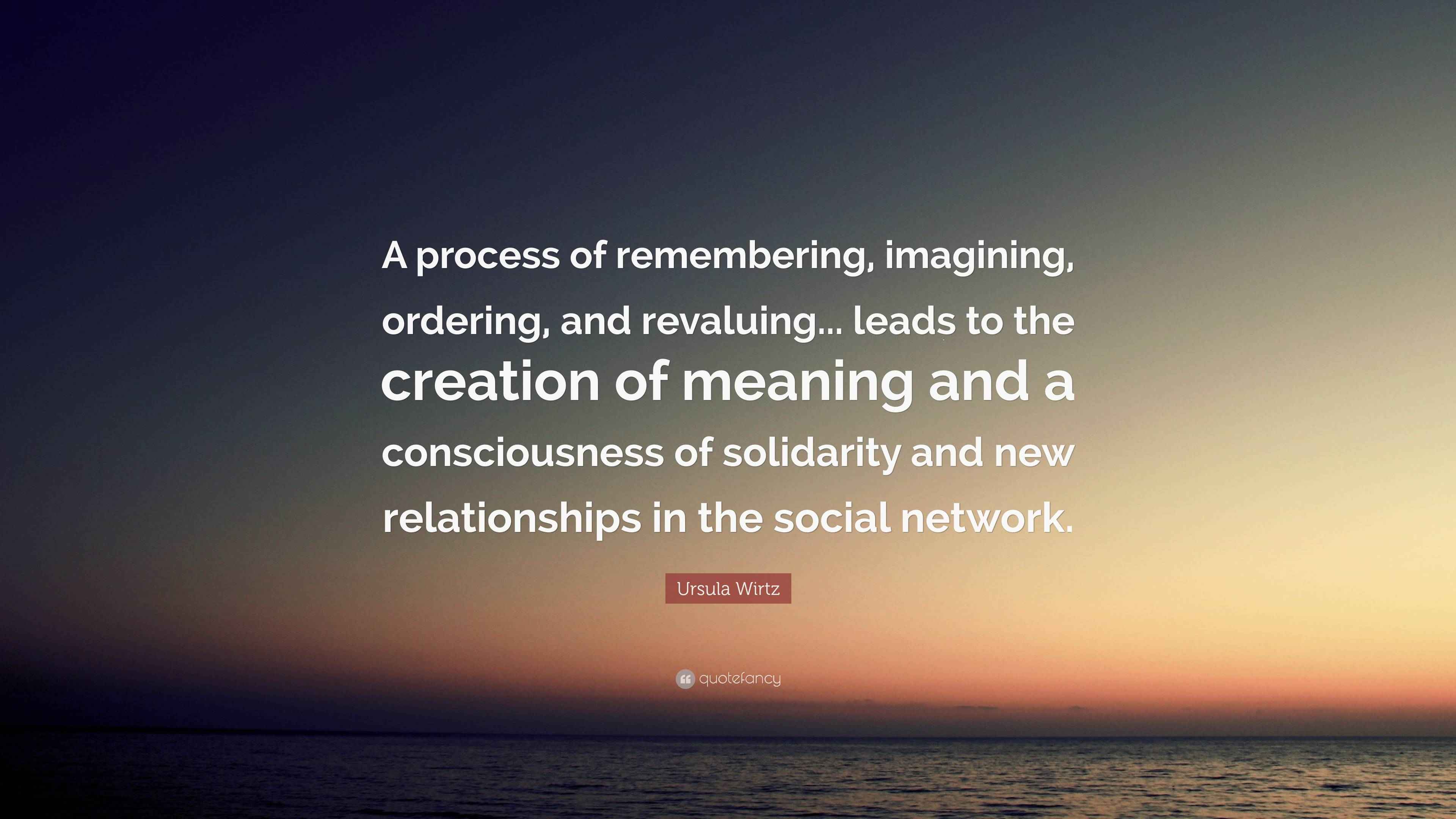 Ursula Wirtz Quote: “A process of remembering, imagining, ordering, and ...