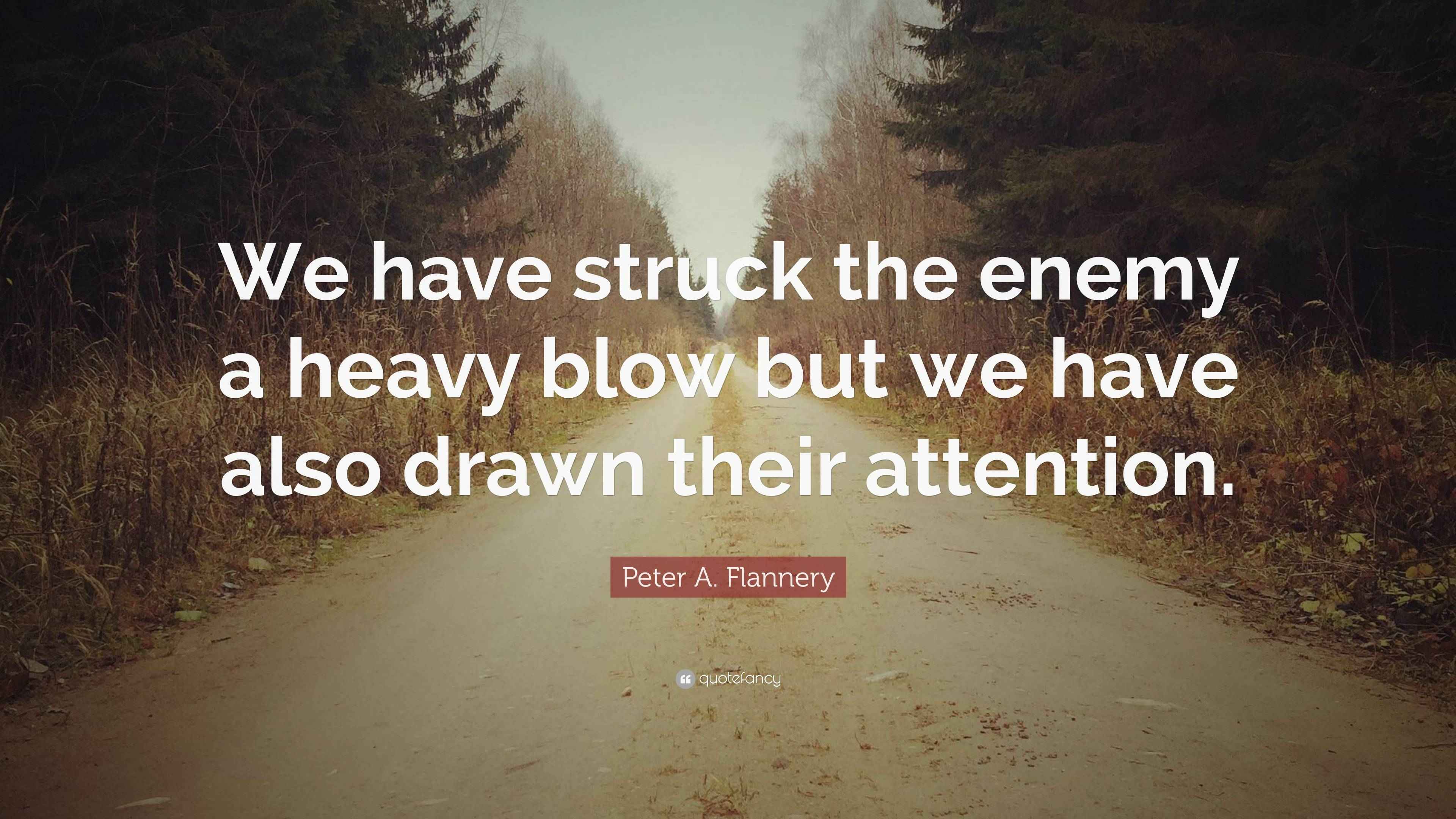 Peter A. Flannery Quote: “We have struck the enemy a heavy blow but we ...